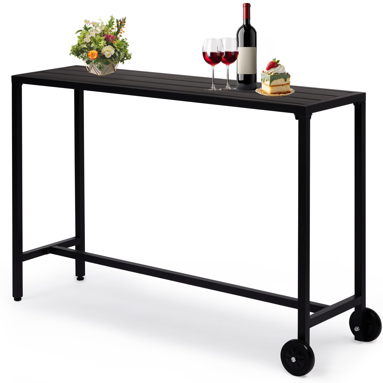Rectangle Outdoor Bar Table 37 Inch Height, Durable Iron Pub Table with ...