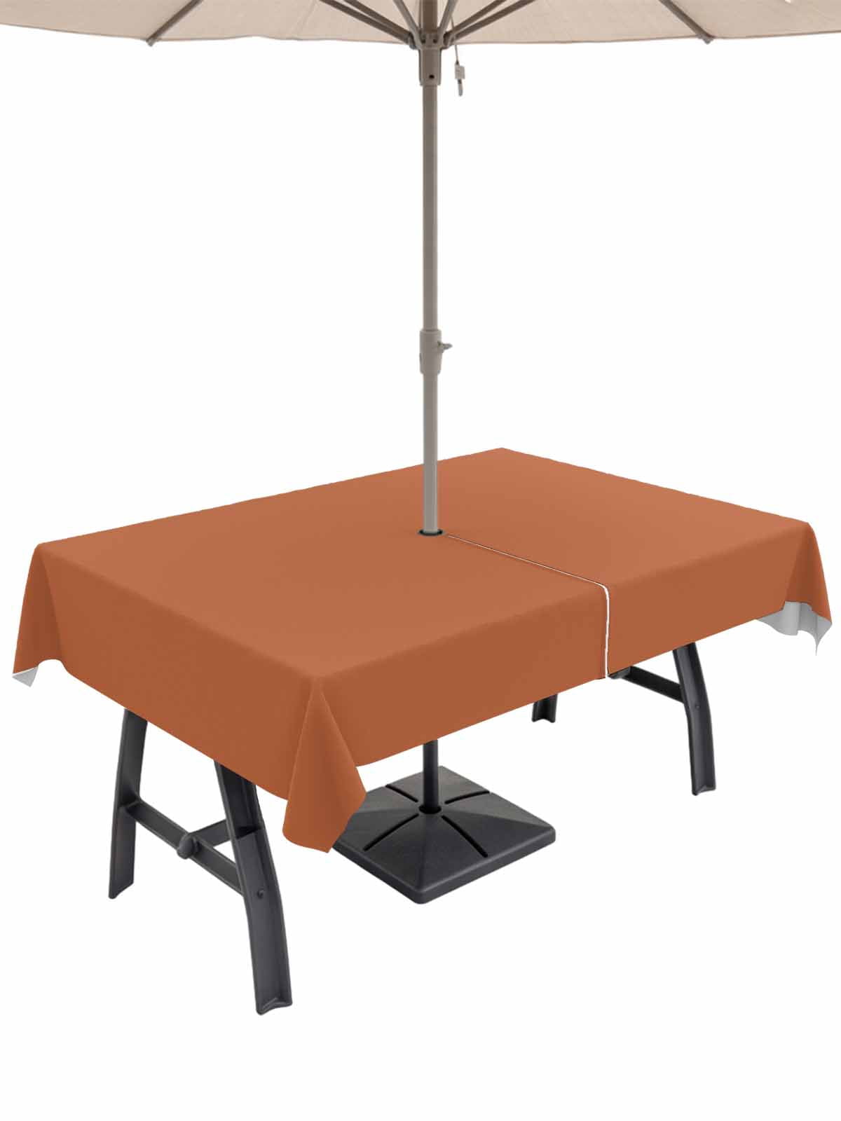 Rectangle Outdoor Tablecloth with Umbrella Hole and Zipper 60x102 Inch ...