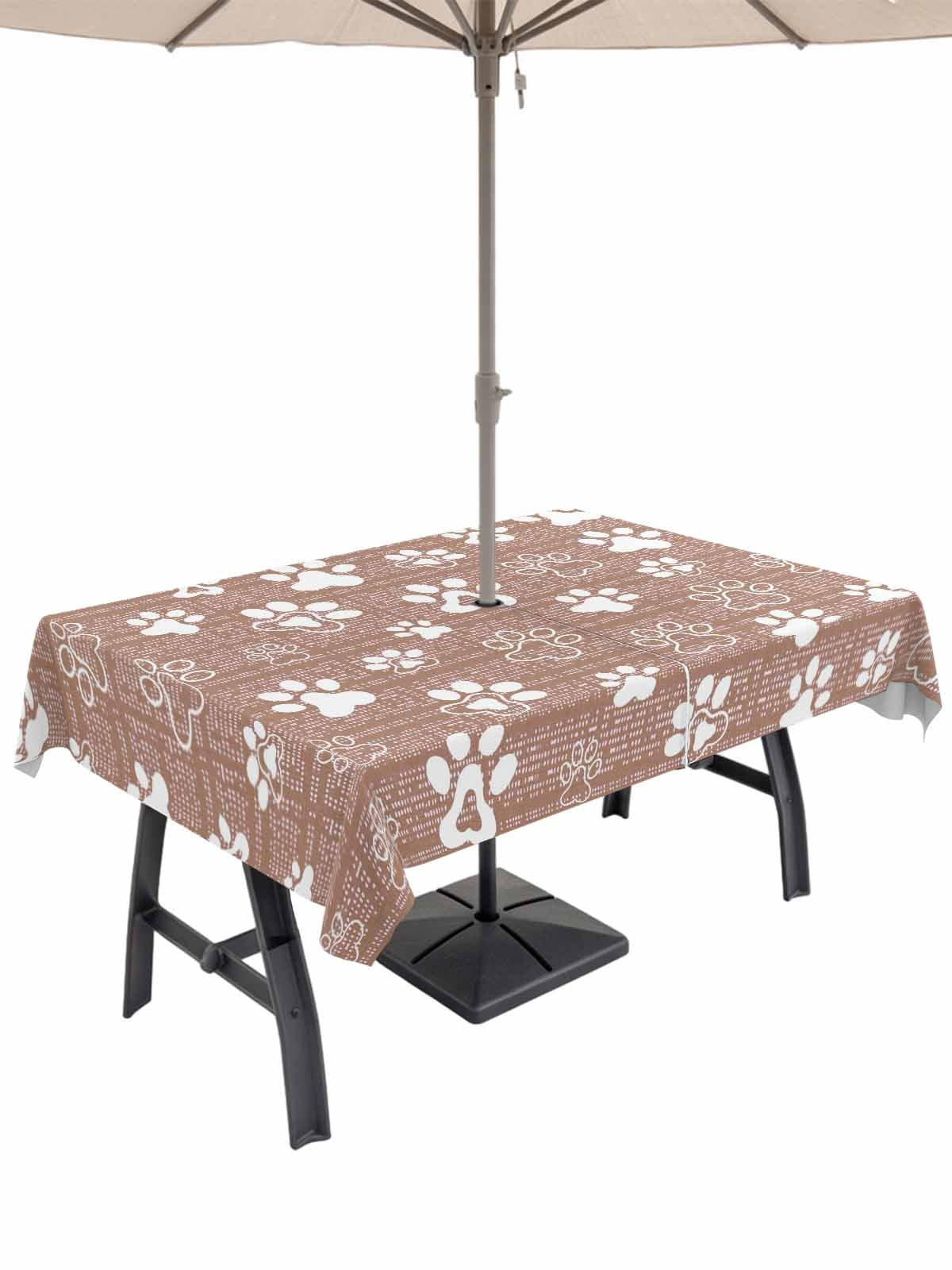 Rectangle Outdoor Tablecloth with Umbrella Hole and Zipper 60x84 Inch ...