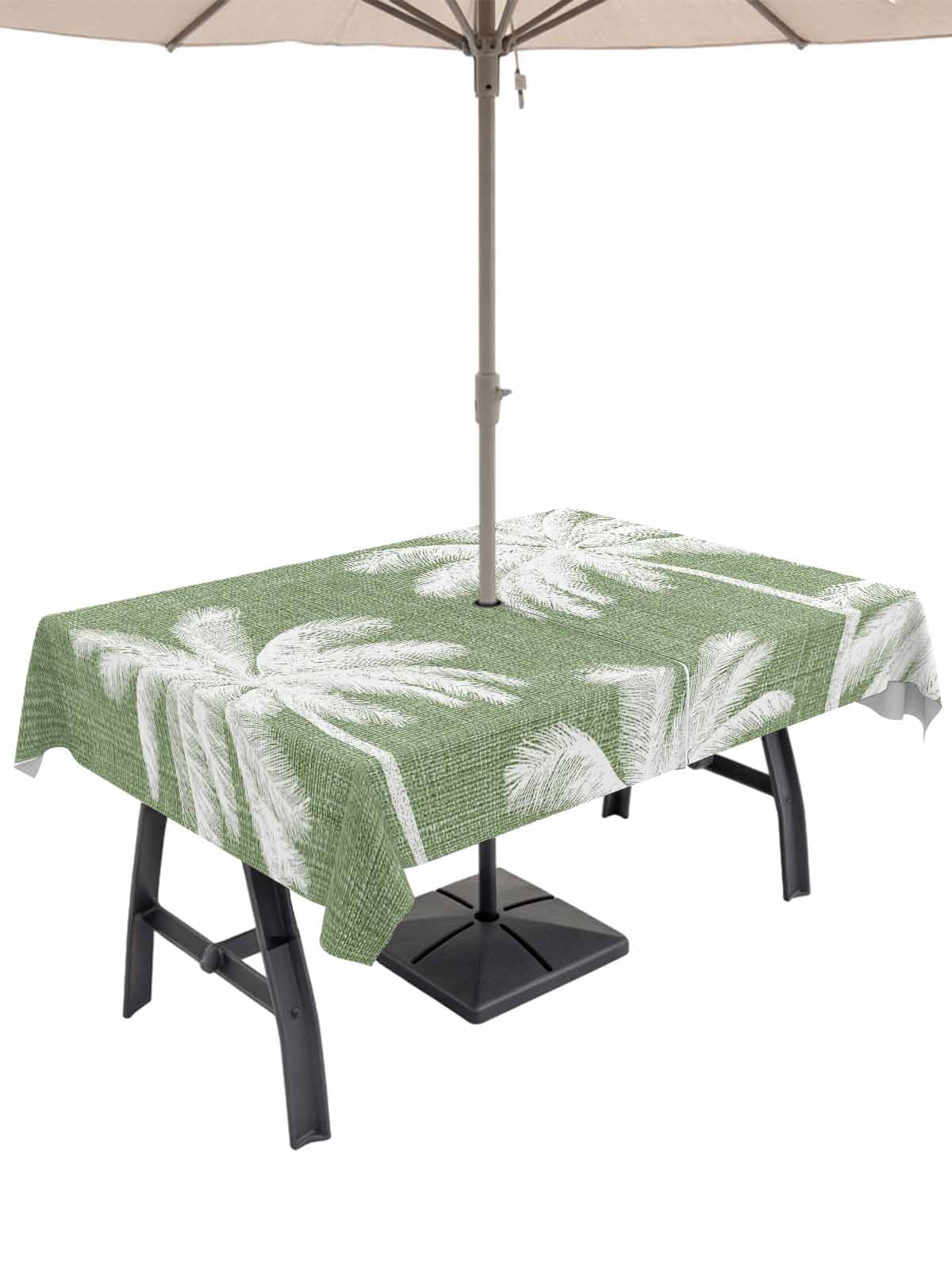 Rectangle Outdoor Tablecloth with Umbrella Hole and Zipper 60x84 Inch ...