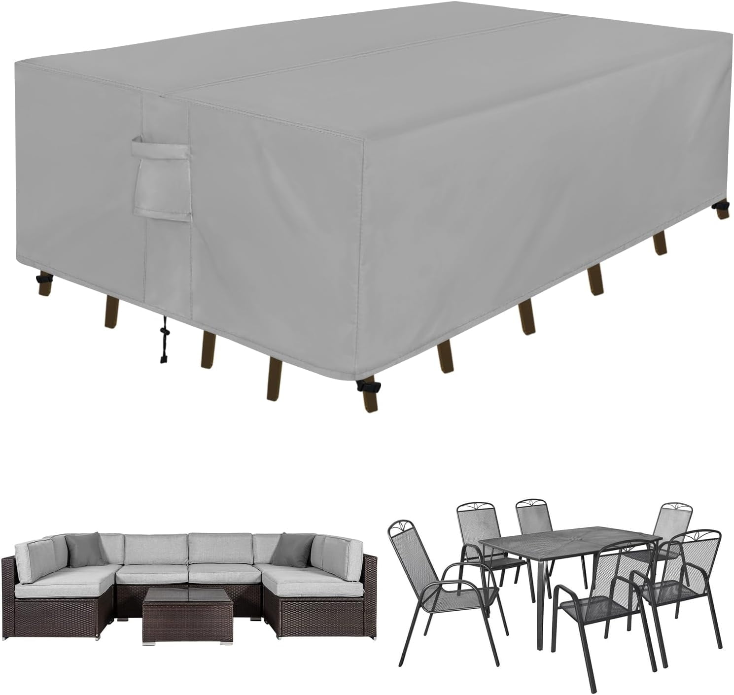 Rectangle Patio Furniture Cover Waterproof Outdoor Dining Table and ...