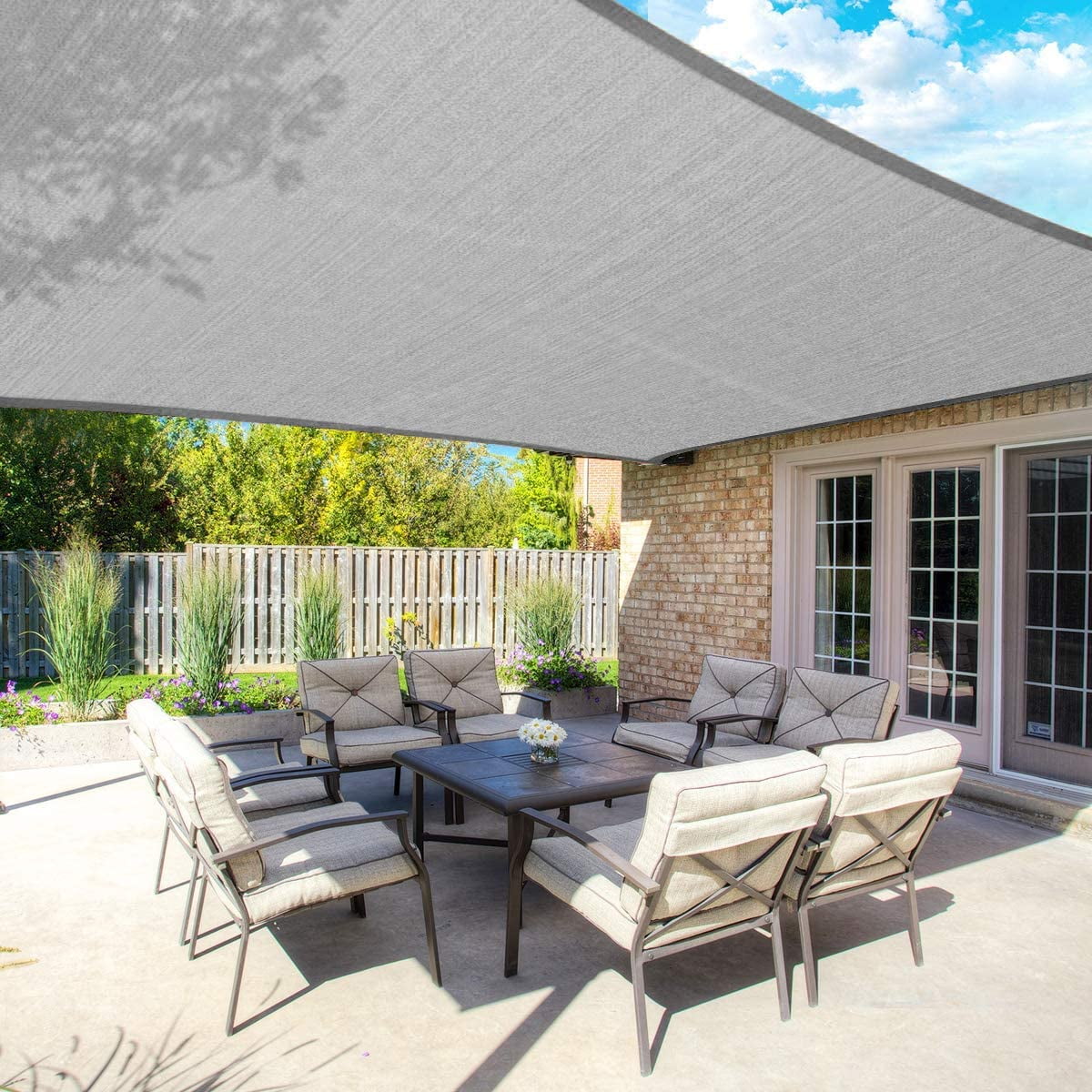 Rectangle Patio Sun Shade Sail Canopy, 10' x 10' Patio Sunshade Cover ...