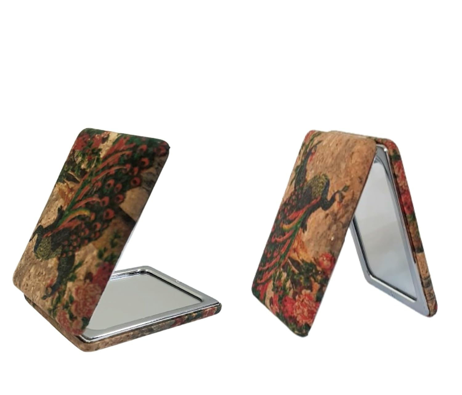 Rectangle Peacock Design Compact Mirror with Floral Design 2x1 ...