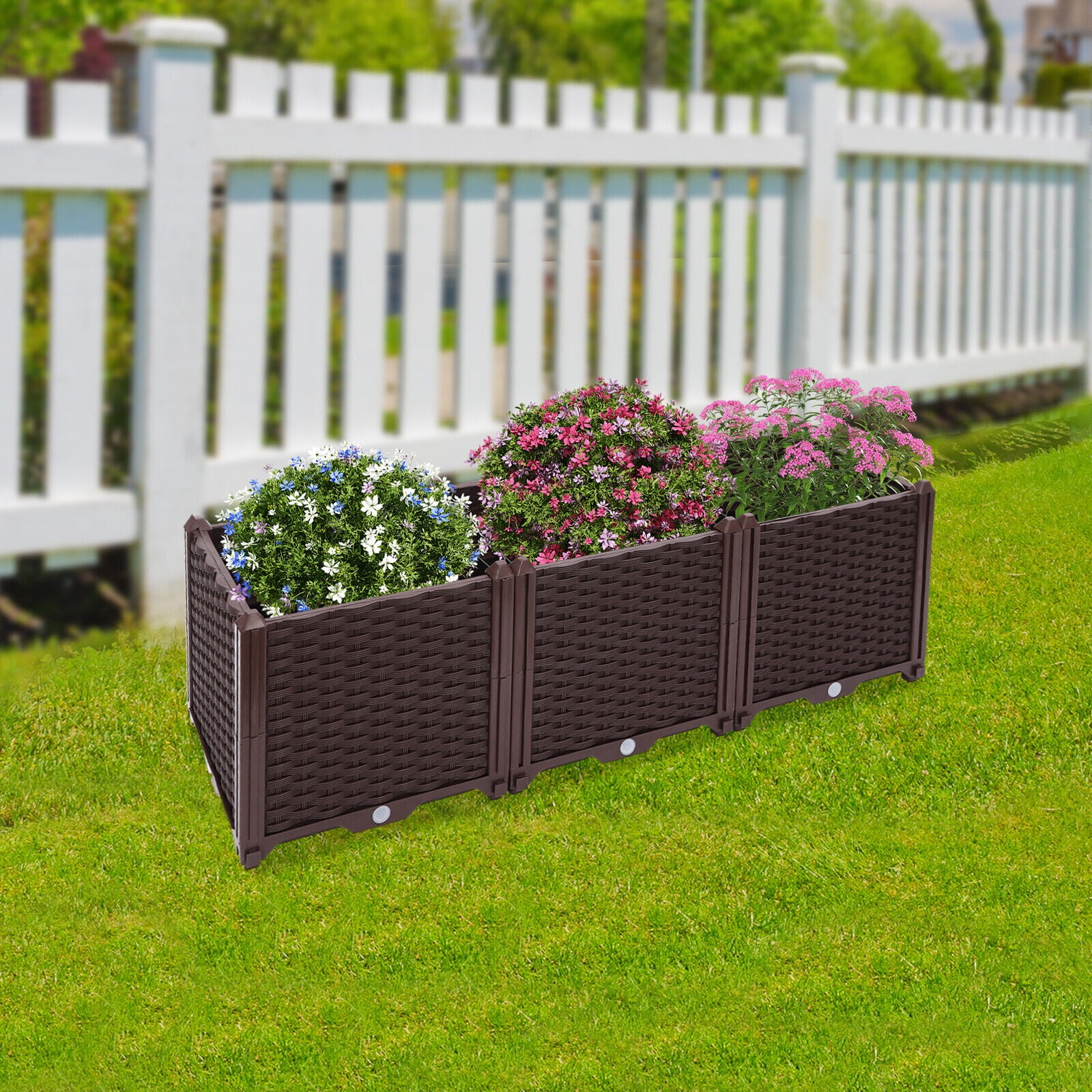 Rectangle Planter Box Raised Garden Bed Grow Large Flowers Vegetable ...
