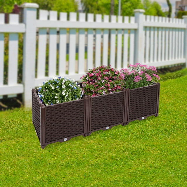 Rectangle Planter Box Raised Garden Bed Grow Large Flowers Vegetable ...