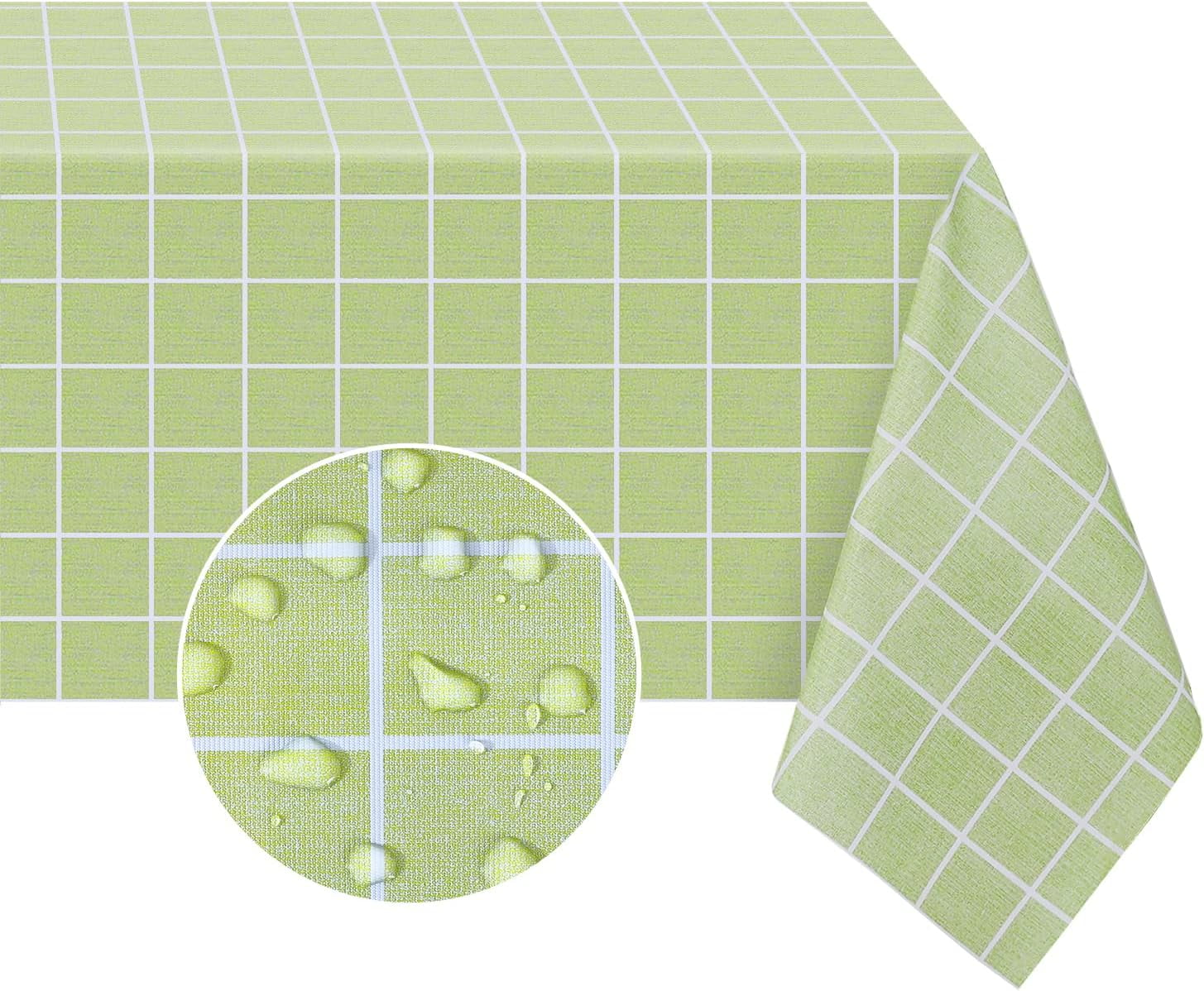 Rectangle Plastic Tablecloth, 100% Waterproof Oil-Proof Checkered PVC ...