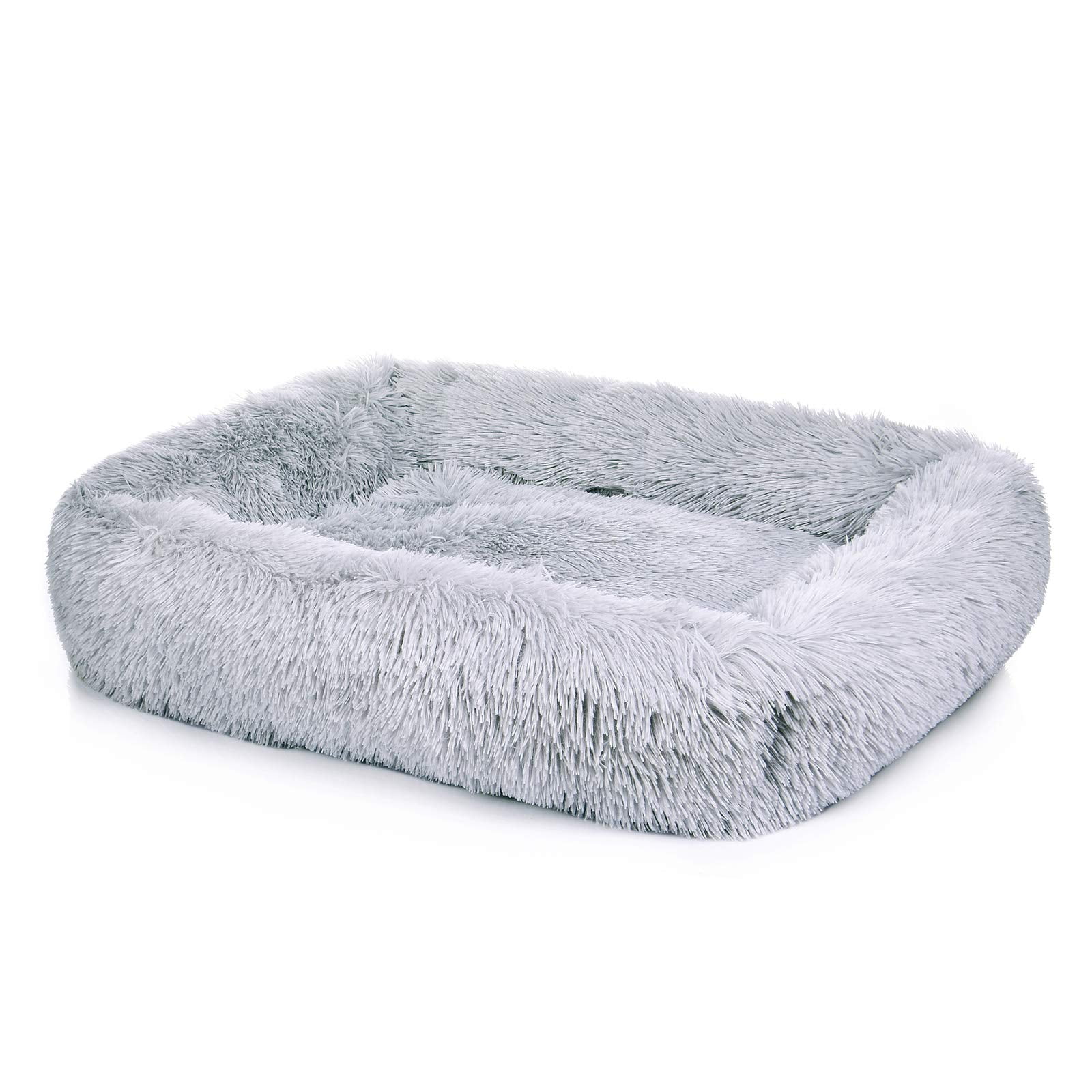 Walmart Large Plush Dog Bed, Rectangle Cat Bed, Washable, Light Grey ...