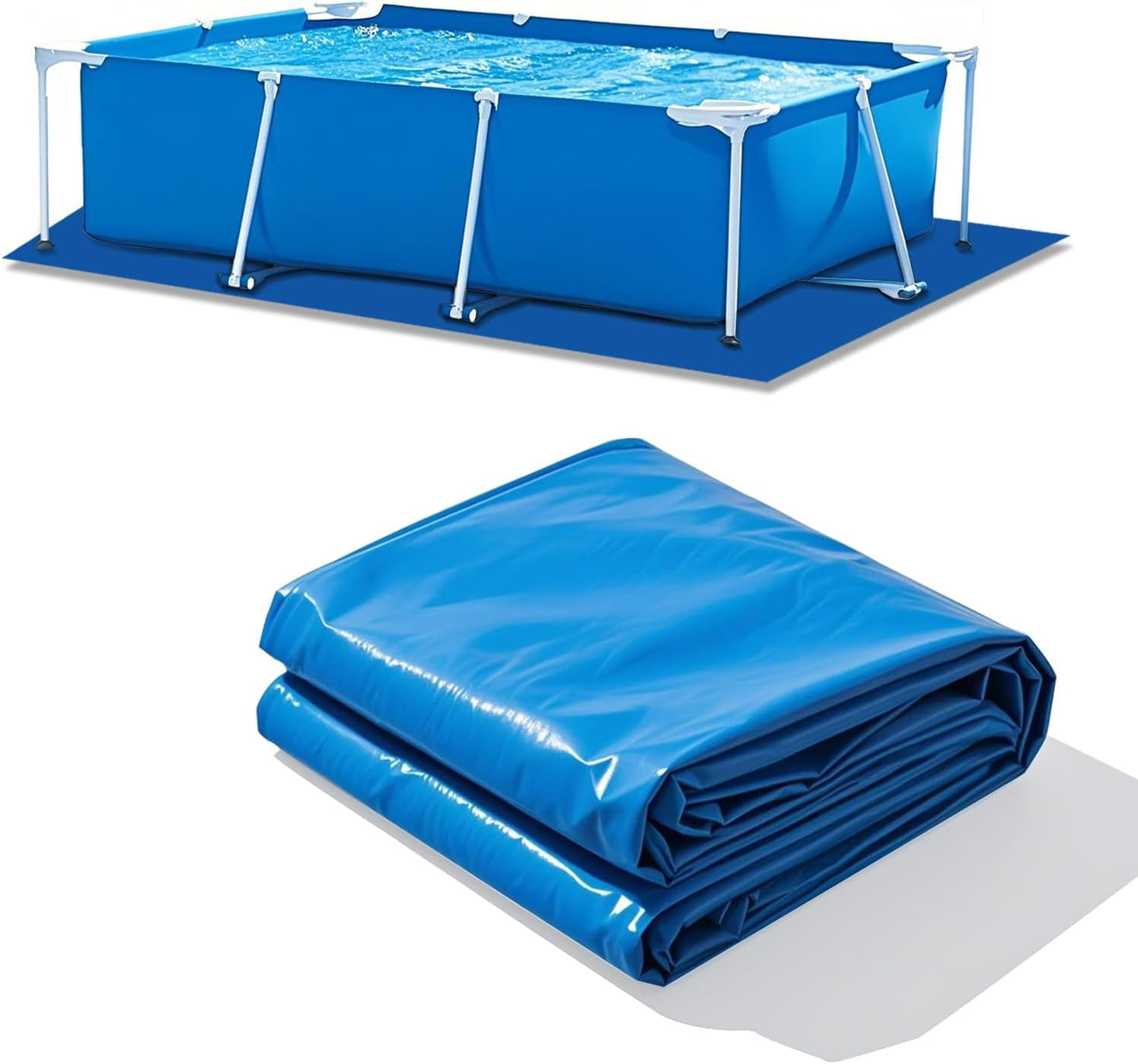 Rectangle Pool Liner Pad, Outdoor Pool Floor Tarp Prevents Punctures ...