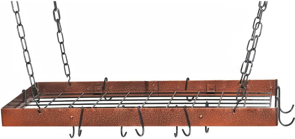 Rectangle Pot Rack - Hammered Copper with Black Grid - Walmart.com