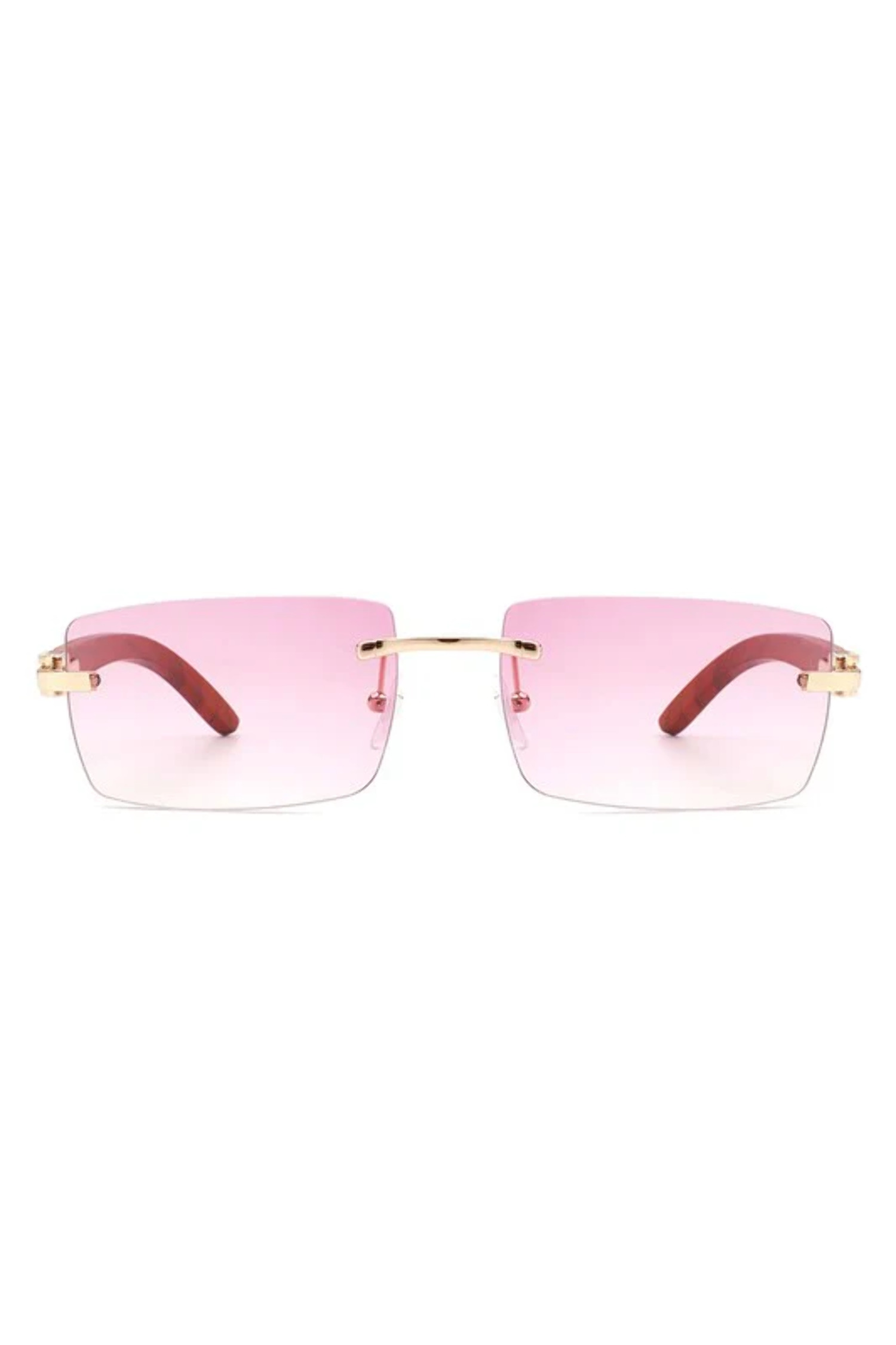 Rectangle Rimless Retro Tinted Sunglasses - Walmart.com