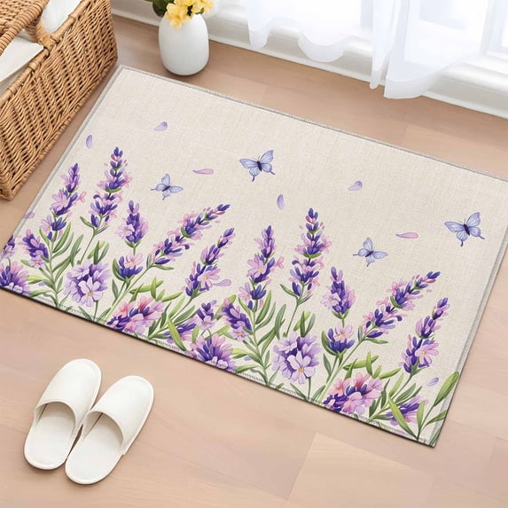 Rectangle Rug 2x3ft Area Rug,Vintage Lavender on Linen Area Rugs for ...