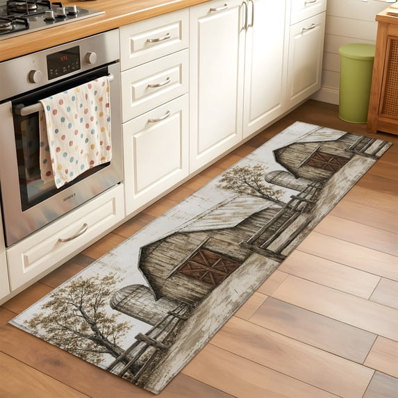 Rectangle Rug 2x6ft Area Rug, Rustic Cabin Wooden Grain Area Rugs for ...
