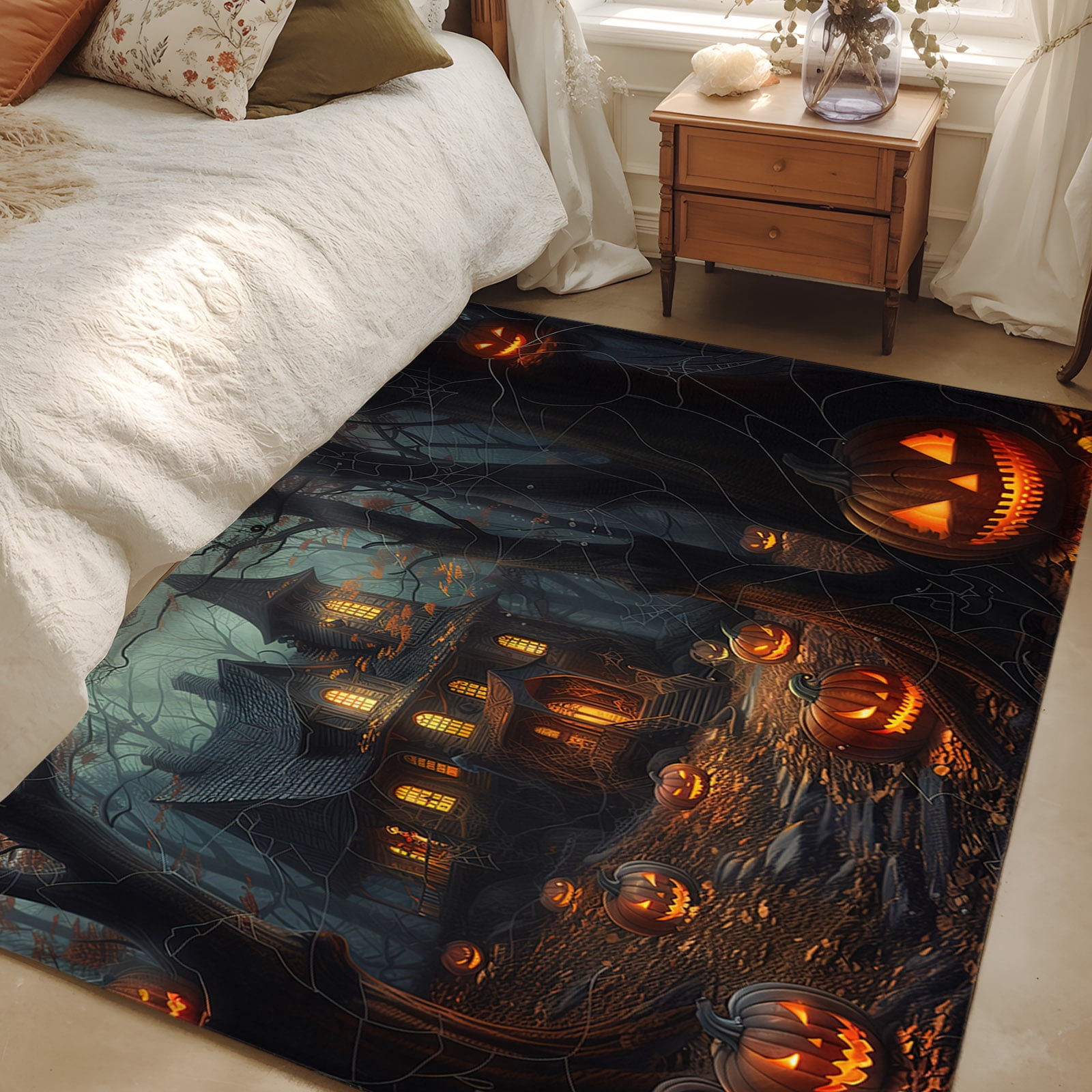 Rectangle Rug 3x5ft Area Rug, Halloween Scary Haunted Castle Horror ...