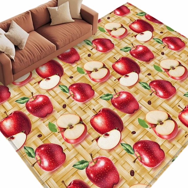 Rectangle Rug 5x8ft Area Rug,Red Apples Farm Fruit Area Rugs for Living ...