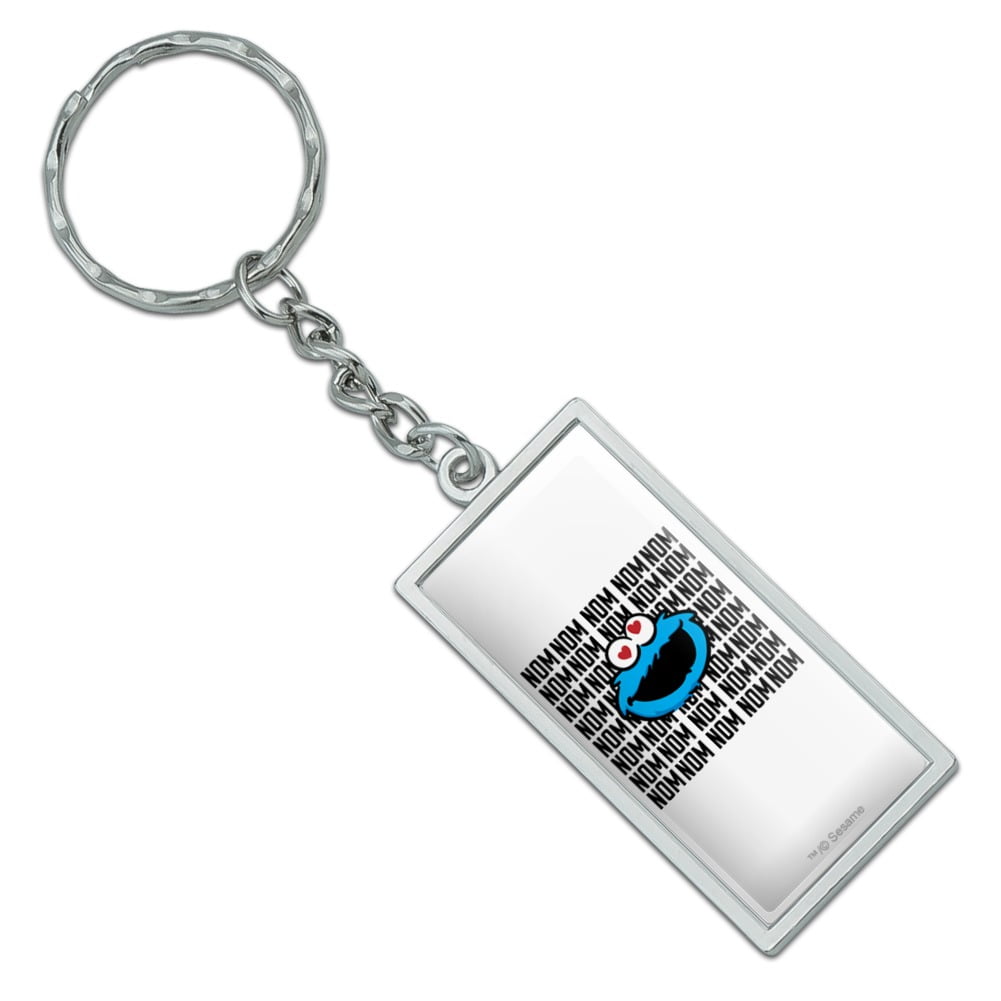 Rectangle Sesame Street Cookie Monster Nom Nom Keychain in Chrome ...