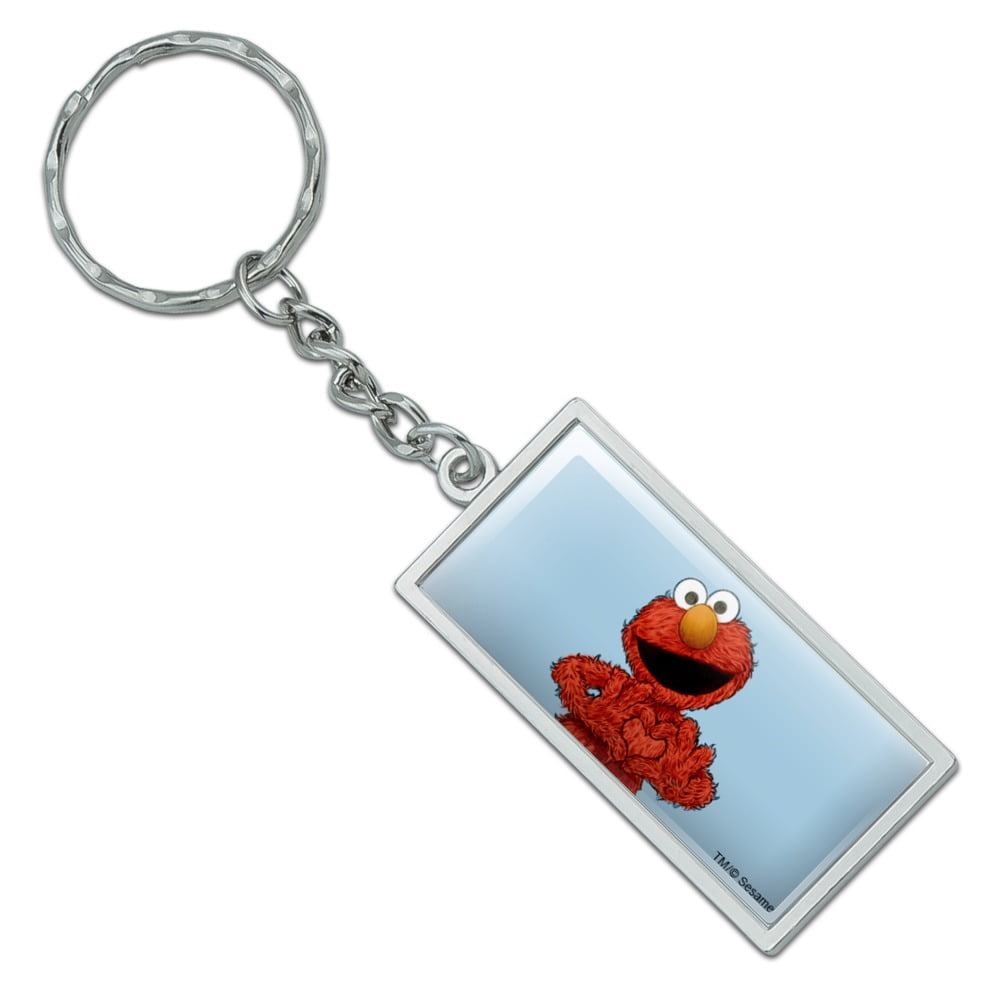 Rectangle Sesame Street Vintage Elmo Keychain in Chrome Plated Metal ...