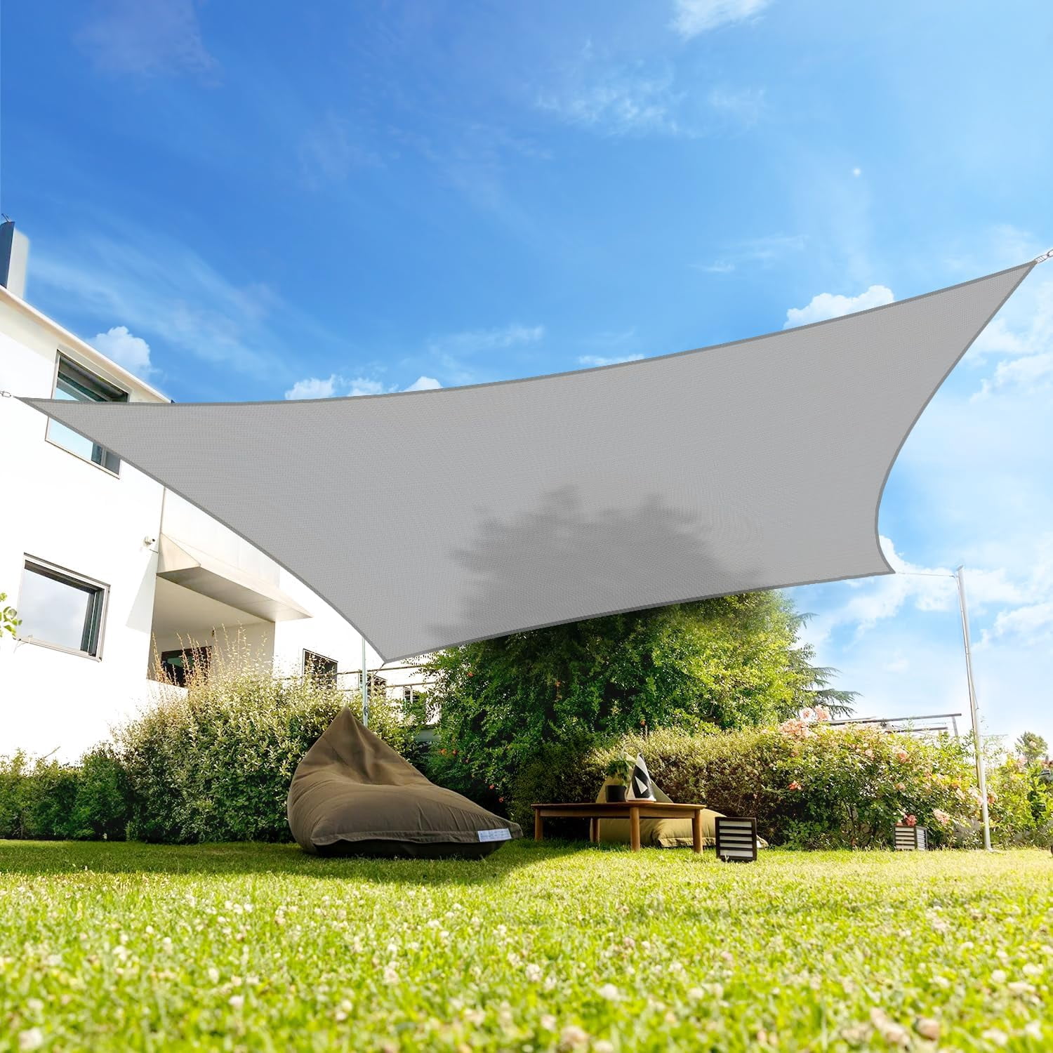 Rectangle Shade Sail 18'x20' Sun Shade Canopy for Patio Outdoor Cloth ...