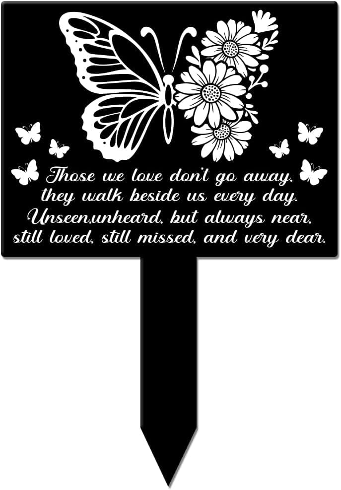 Rectangle Shaped Butterfly Daisy Garden Stake Memorial Remembrance ...