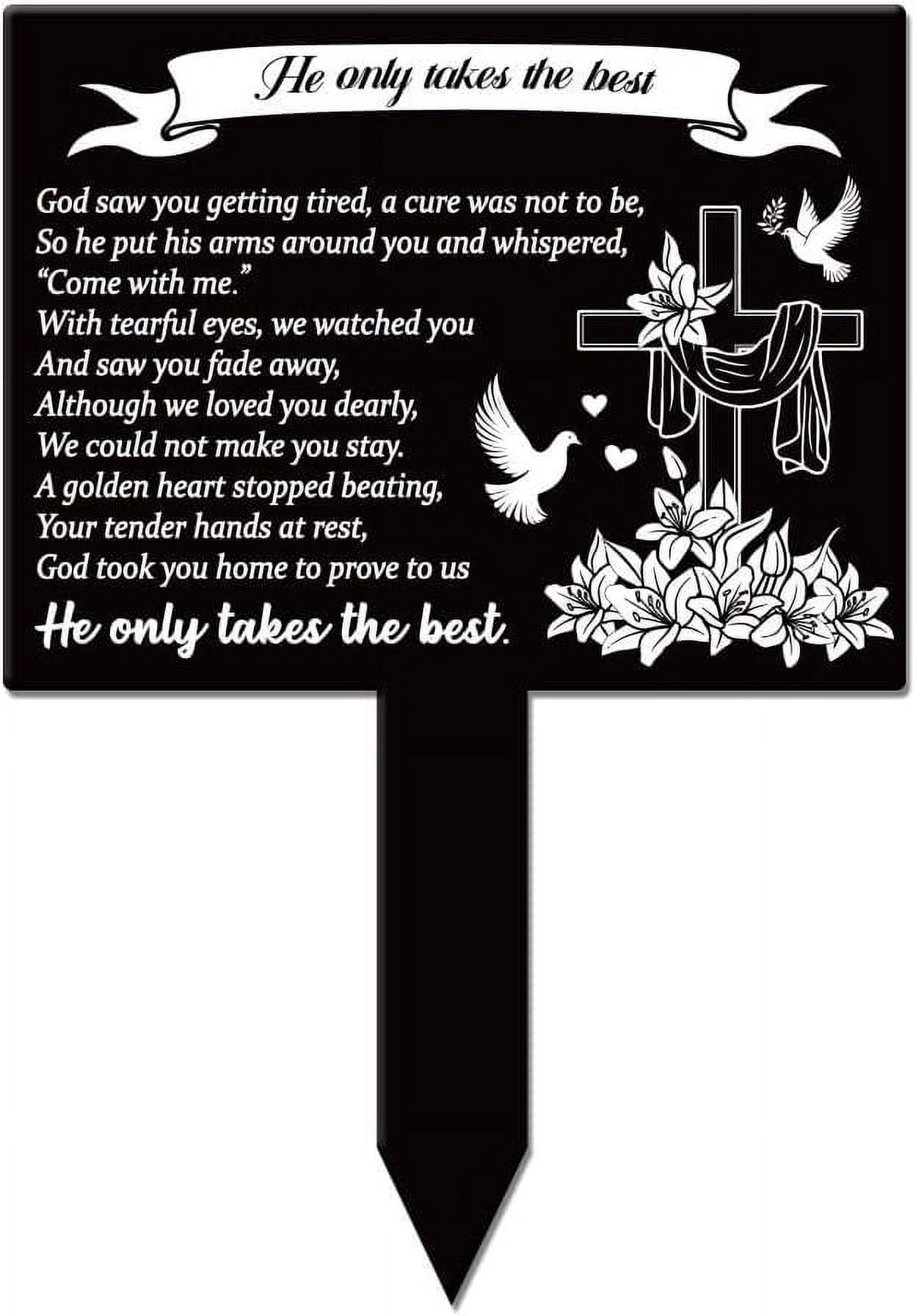 Rectangle Shaped Dove Flower Garden Stake Memorial Remembrance Plaque ...