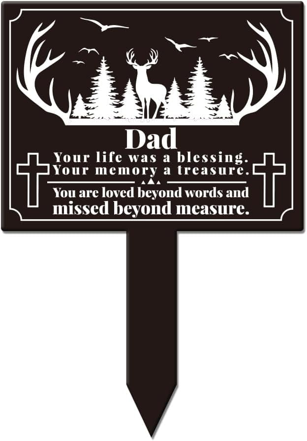 Rectangle Shaped Forest Deer Garden Stake Memorial Remembrance Plaque ...