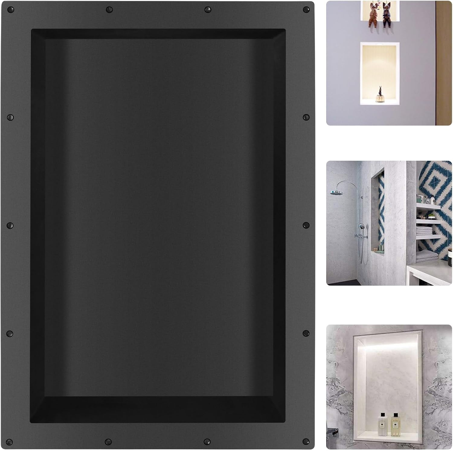 Shower Niche, 17" x 25" x 3.8" Shower Single Shelf, Rectangle Ready to Tile Niche for Bathroom ...