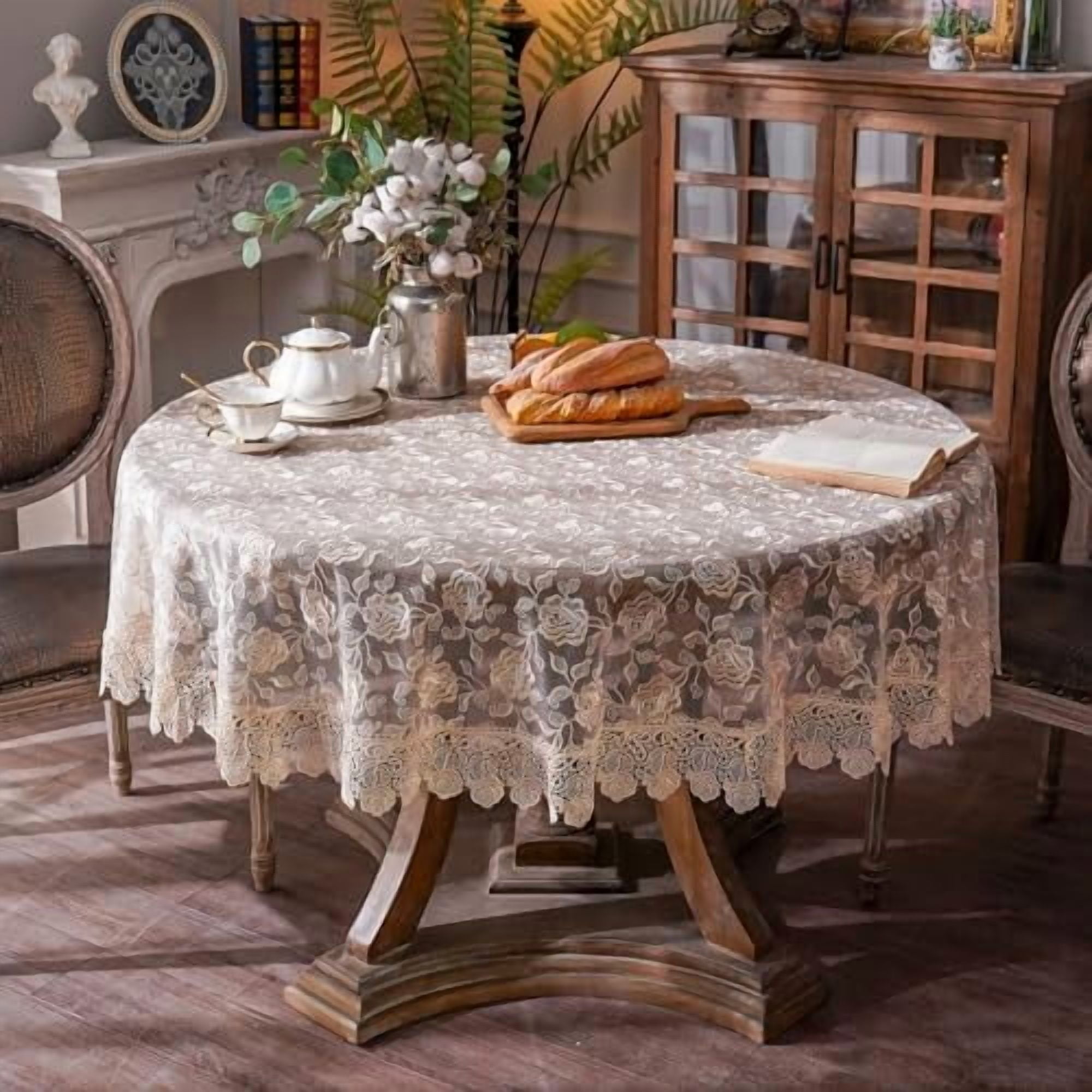 Rectangle Small Table Cloth Lace Macrame Vintage Tablecloth Shabby Chic ...