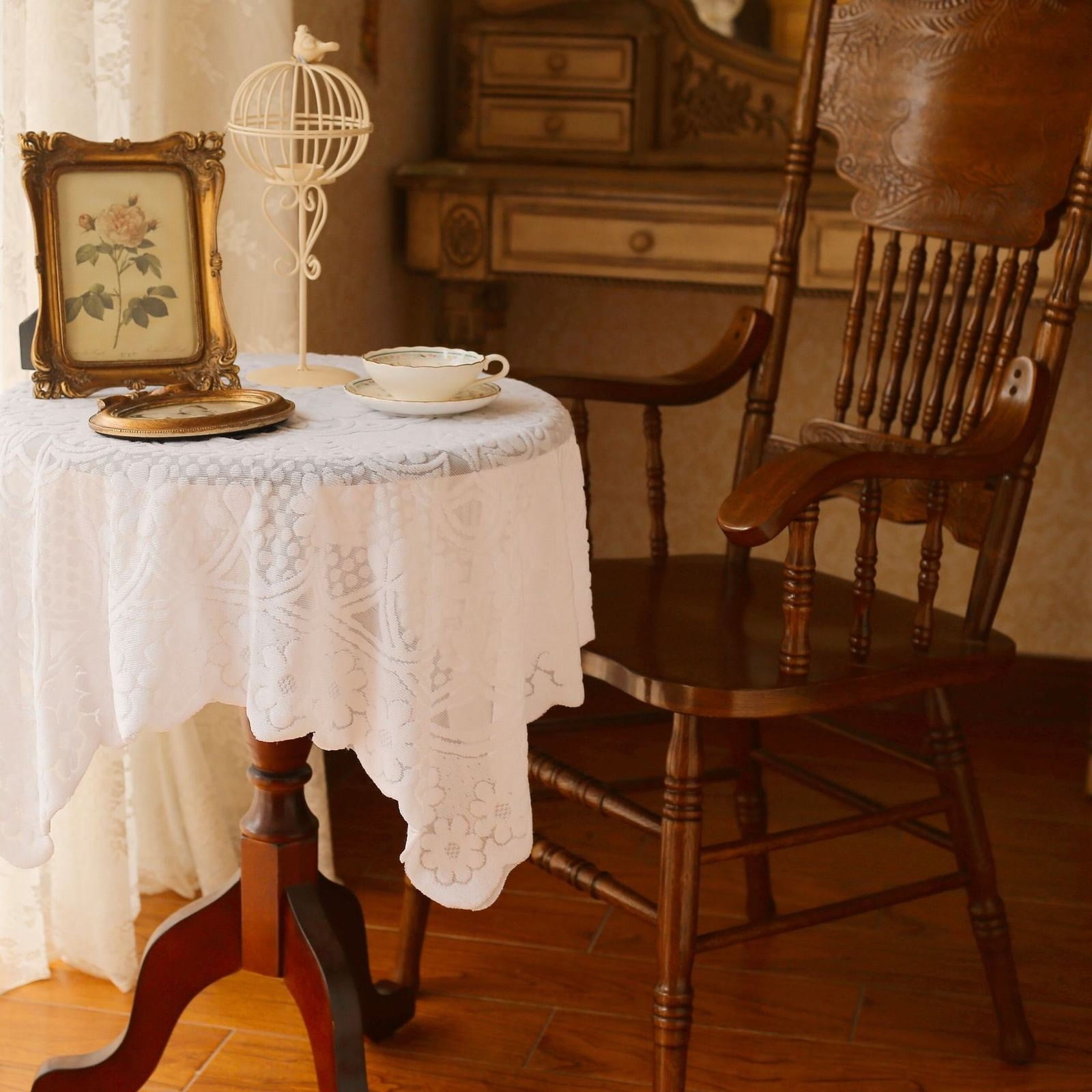 Rectangle Small Table Cloth Lace Macrame Vintage Tablecloth Shabby Chic ...