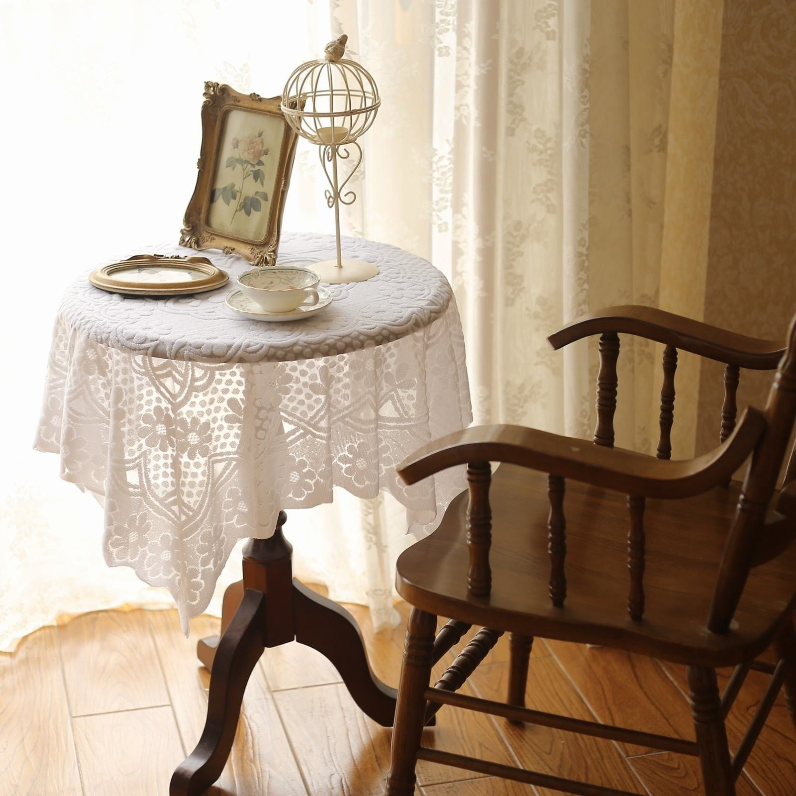 Rectangle Small Table Cloth Lace Macrame Vintage Tablecloth Shabby Chic ...