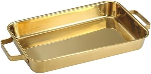 Rectangle Spanish Paella Pan, 304 Stainless Steel Skillet Pan with Dual ...