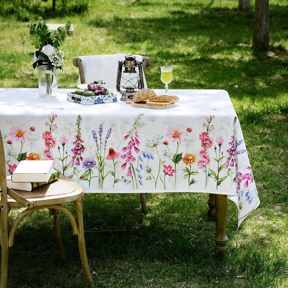 Rectangle Spring Tablecloth Printed Flower Grass Vintage Floral ...