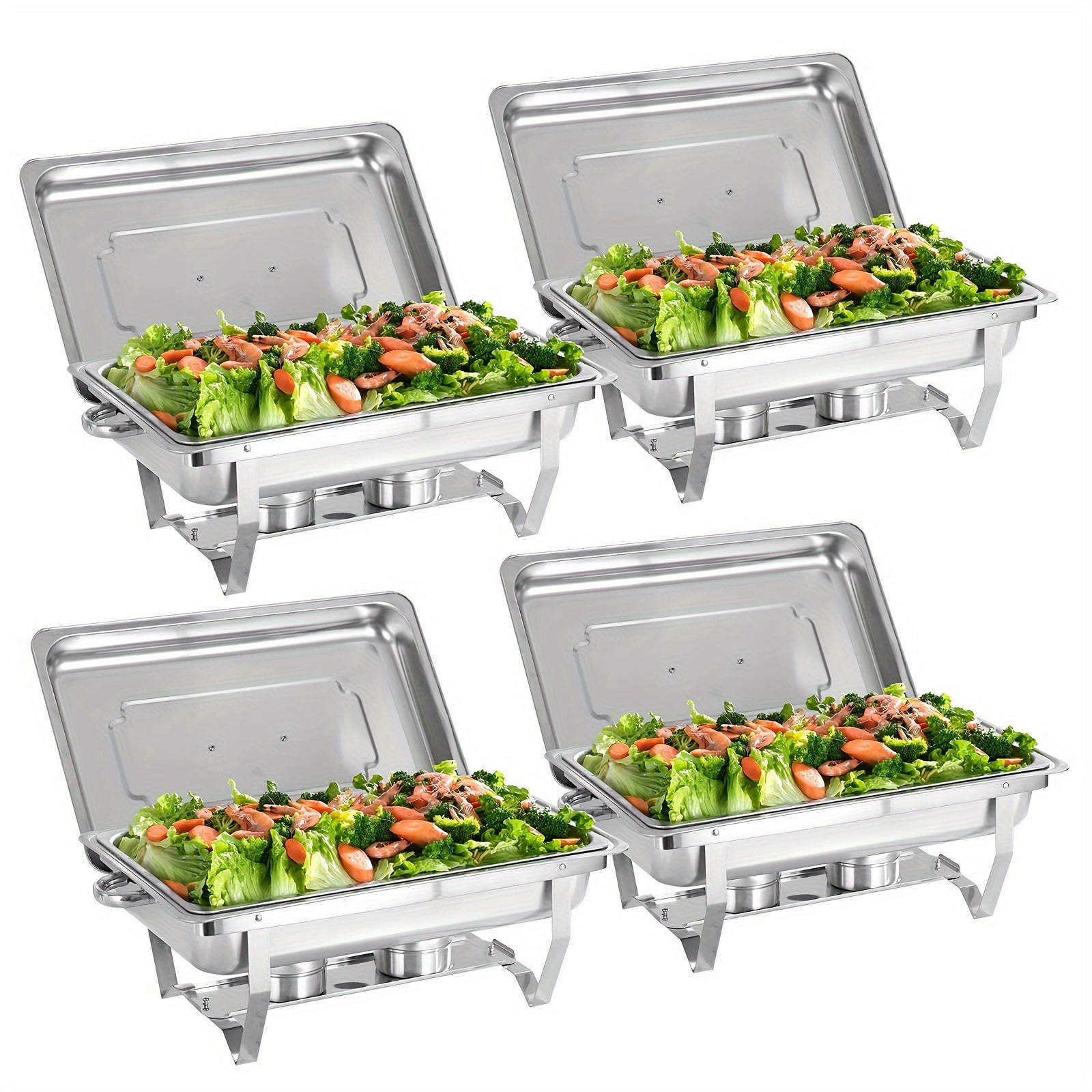 Rectangle Stainless Steel Chafing Dish Set, with Lids, Food Pans & Fuel ...