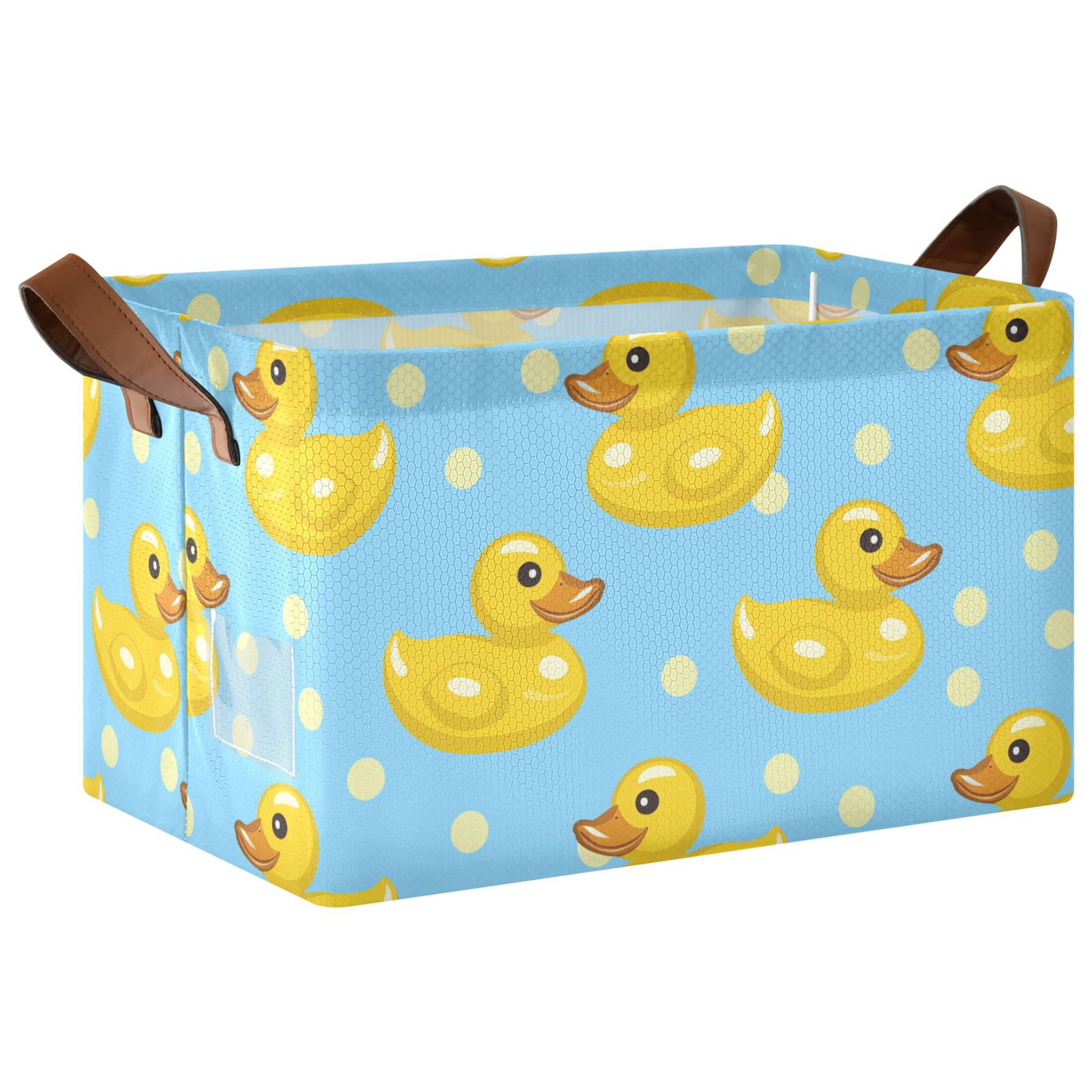 Rectangle Storage Basket with Handles Little Yellow Duck Yellow Polka ...