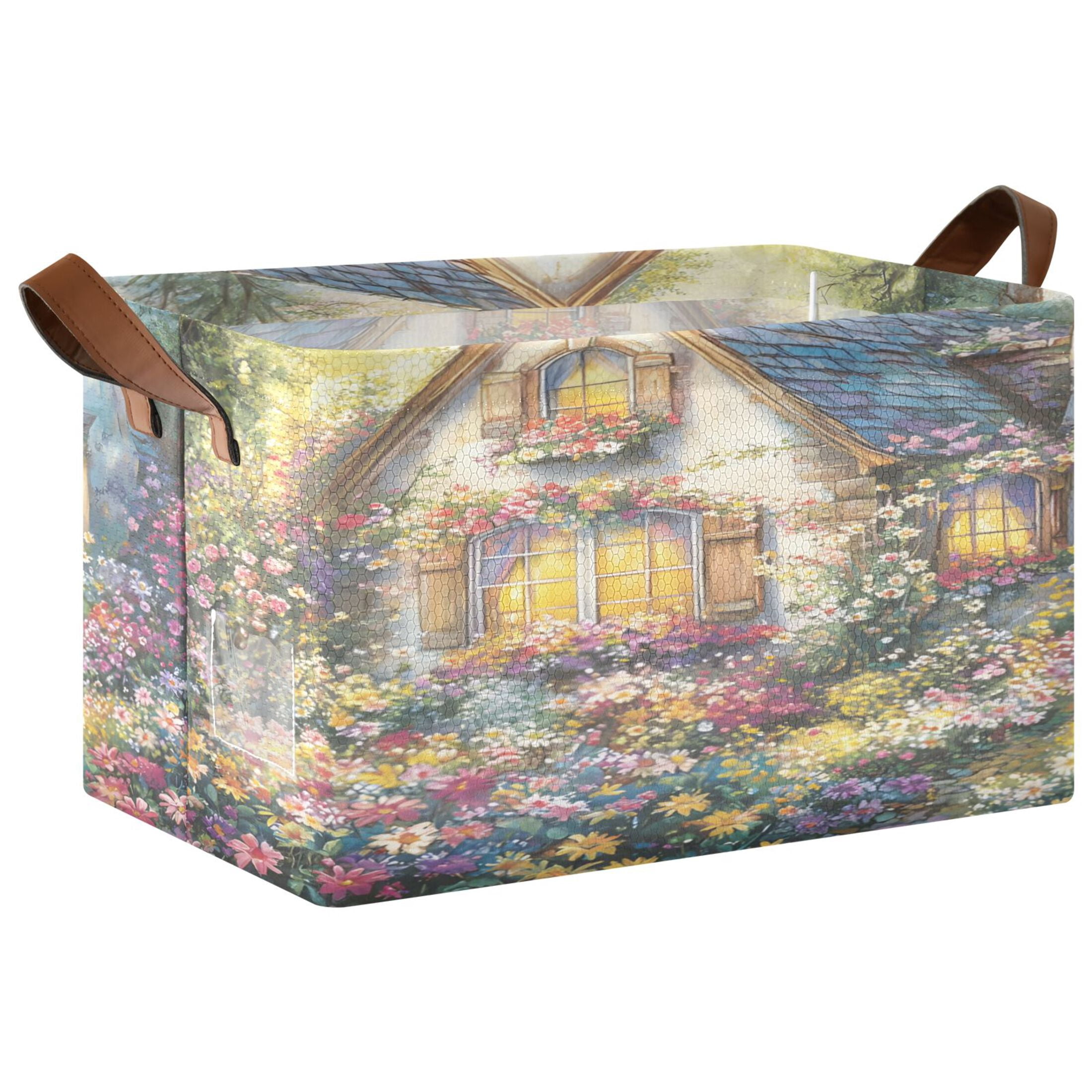 Rectangle Storage Basket with Handles Beautiful Cottage Collapsible ...