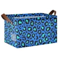 Rectangle Storage Basket with Handles Blue Leopard Print Collapsible ...