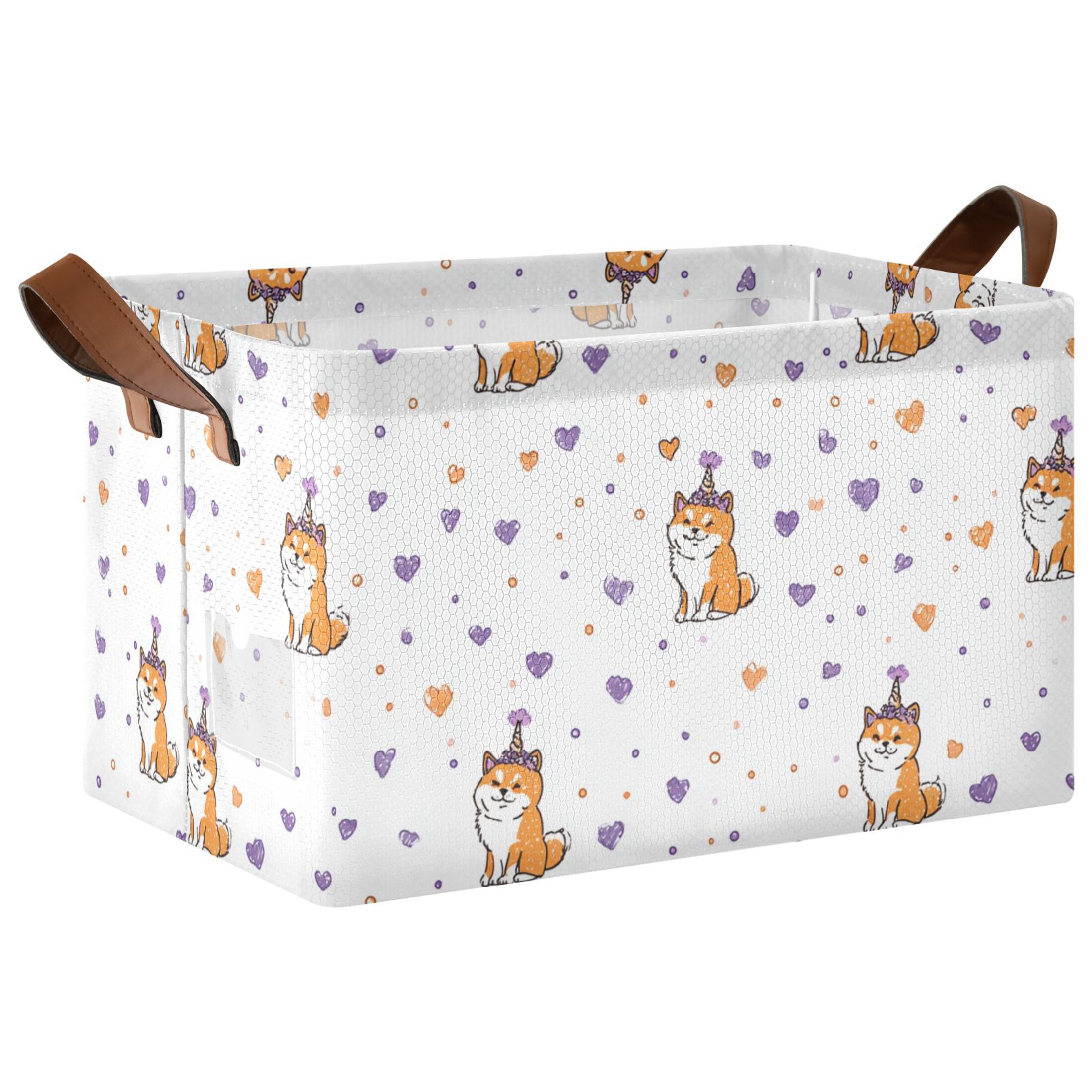 Rectangle Storage Basket with Handles Cute Shiba Inu Collapsible ...