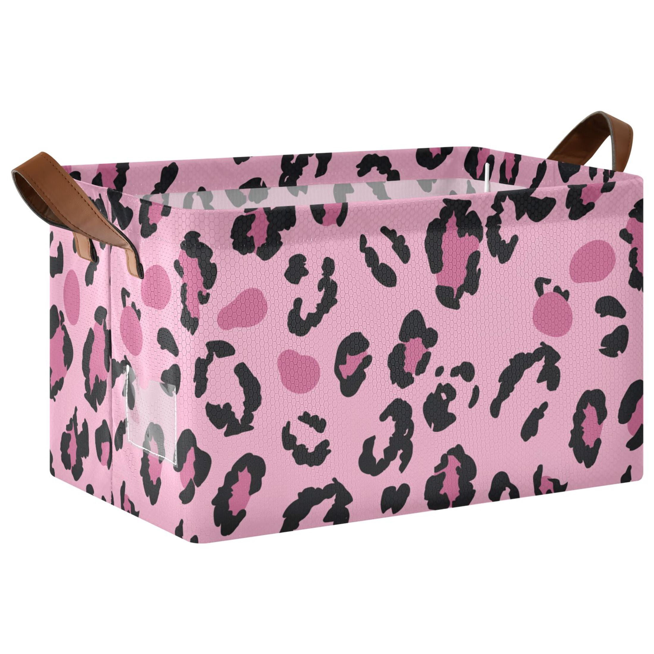 Rectangle Storage Basket with Handles Leopard Print Pink Pattern ...
