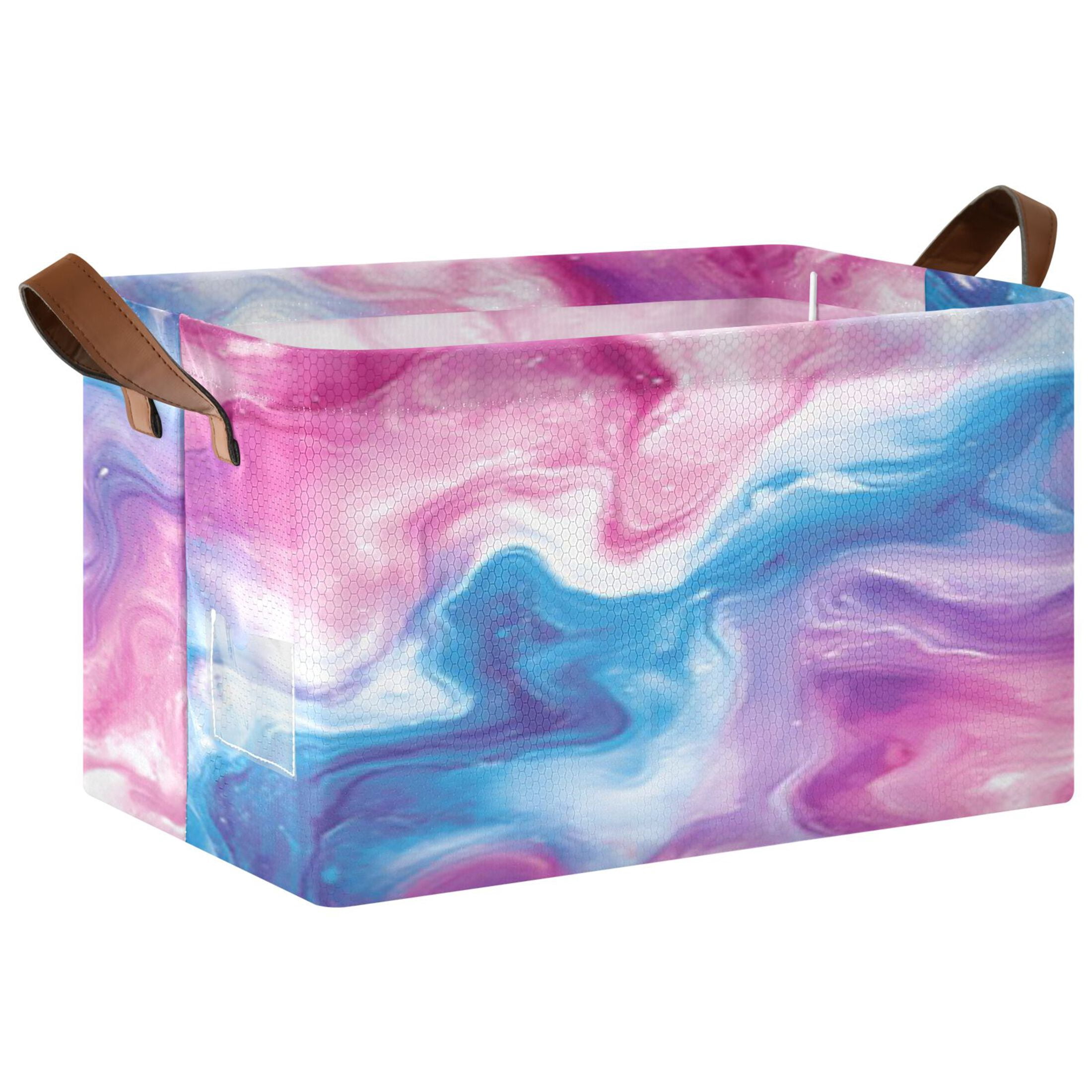 Rectangle Storage Basket with Handles Pink and Blue Abstract Art ...