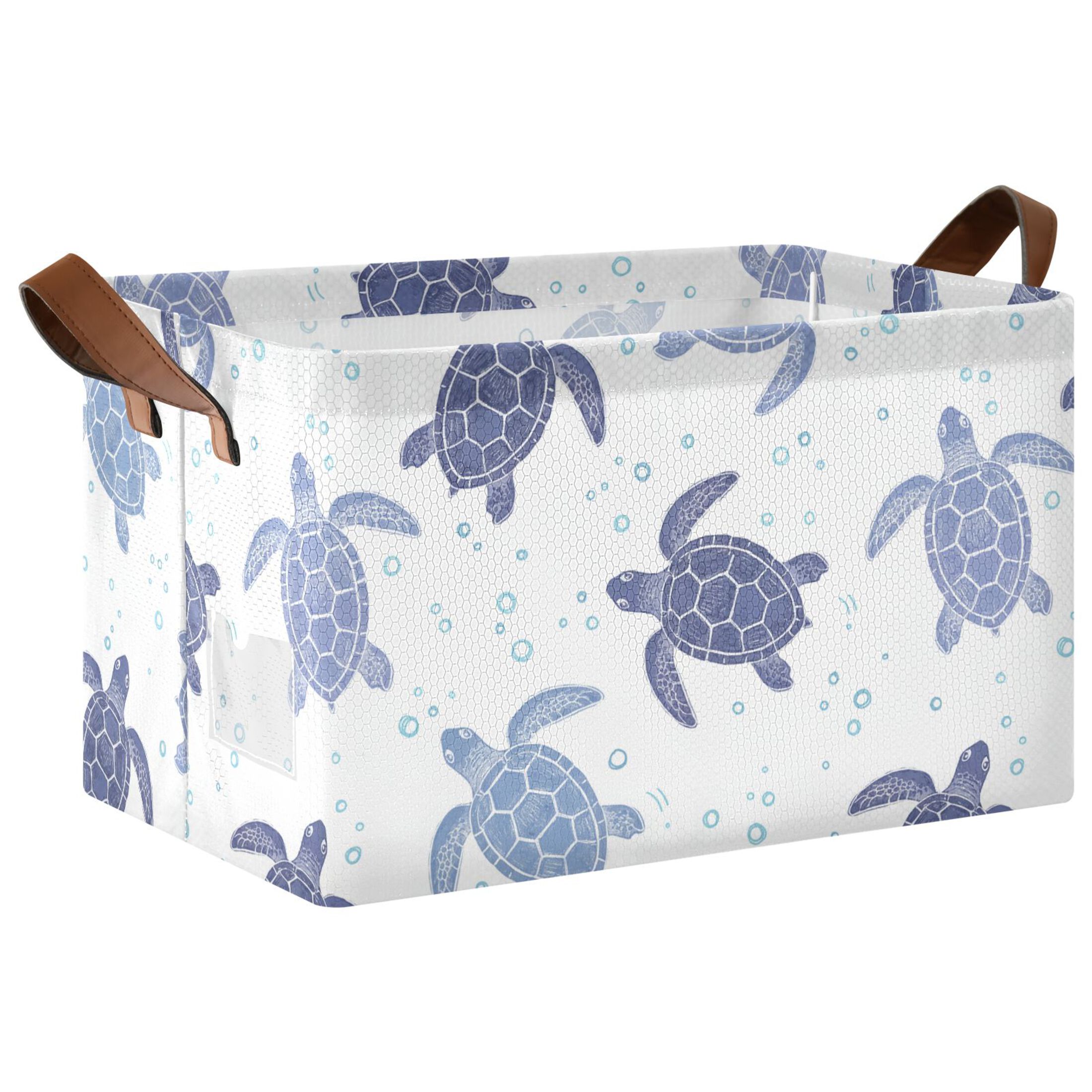 Rectangle Storage Basket with Handles Sea Turtle Blue Sea Animal ...