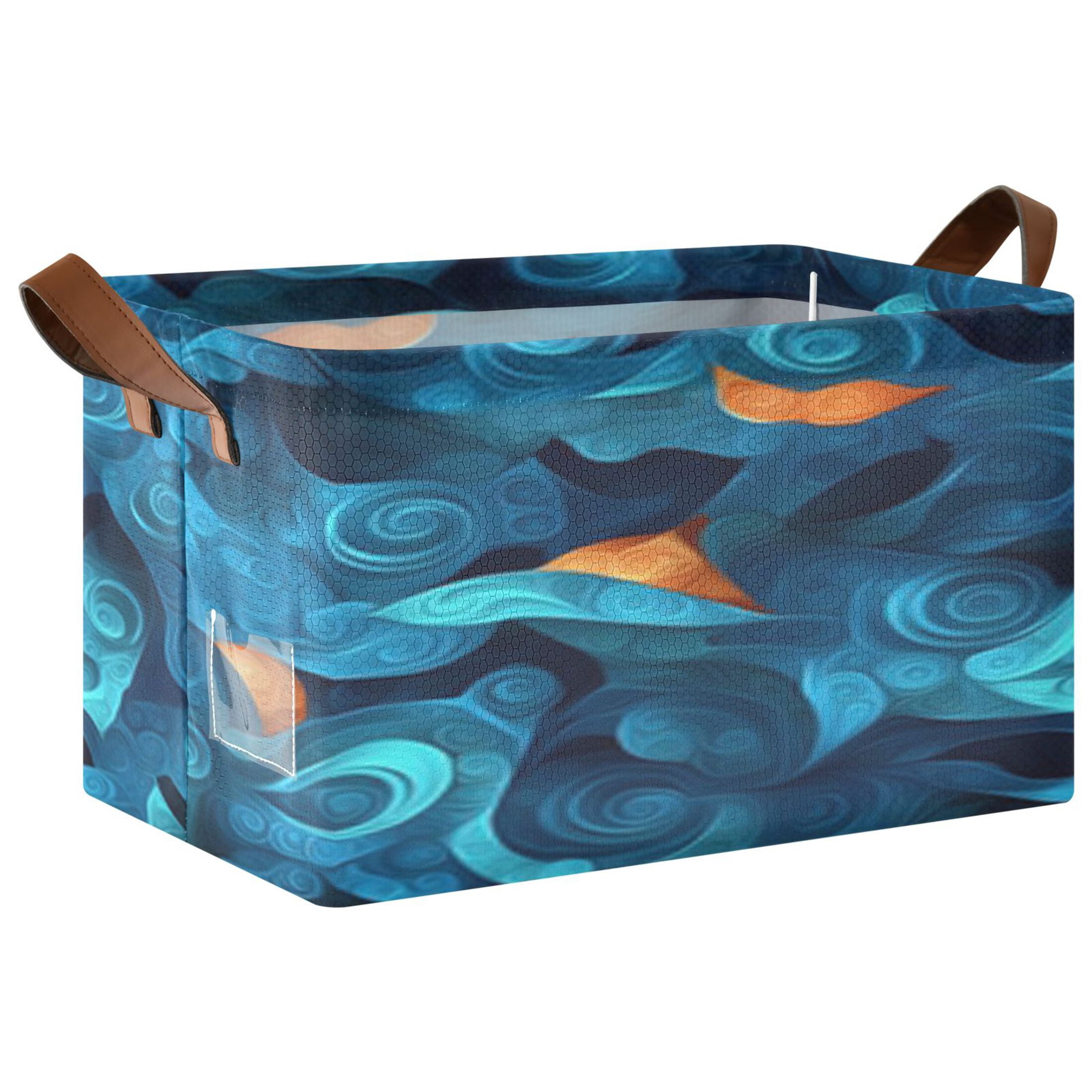 Rectangle Storage Basket with Handles Strange Blue Shapes Collapsible ...