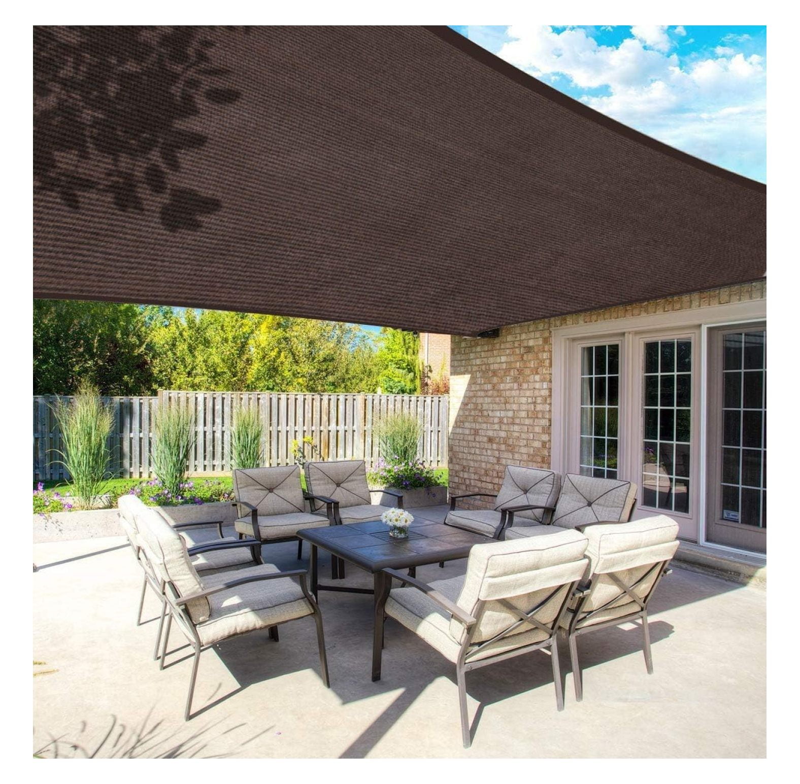 Rectangle Sun Shade Sail Canopy,12' x 20' Patio Shade Cloth Outdoor ...