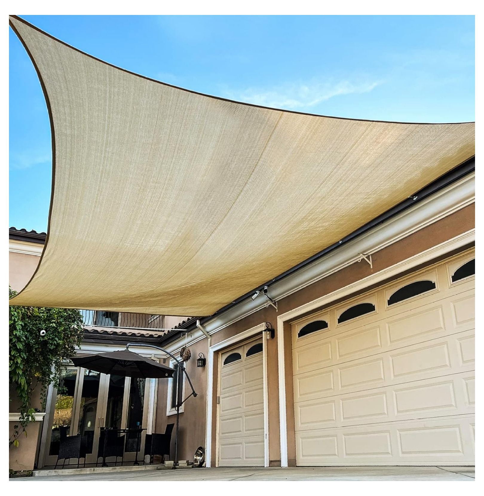 Rectangle Sun Shade Sail Canopy, 18' x 16' Patio Shade Cloth Outdoor ...