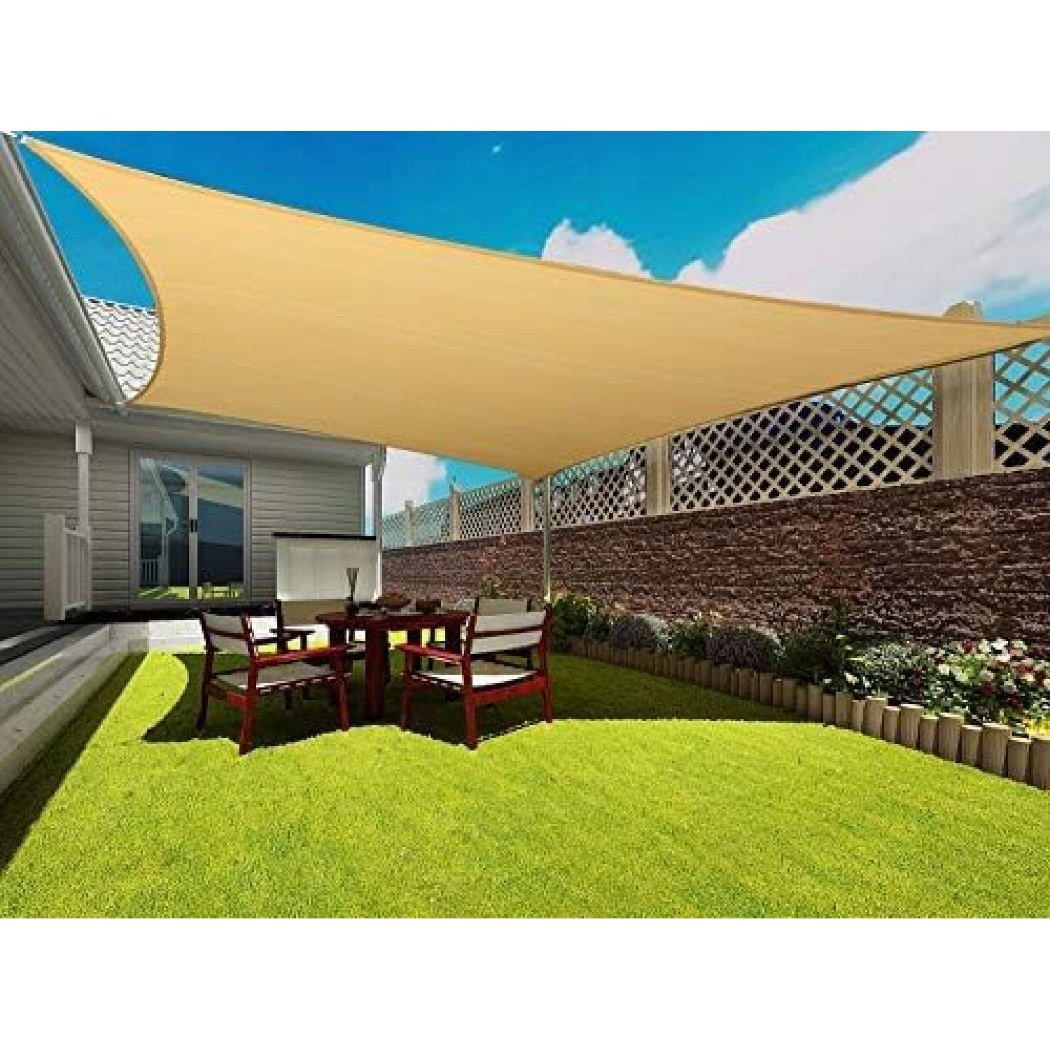 Rectangle Sun Shade Sail Canopy, 8' x 16' Patio Shade Cloth Outdoor ...