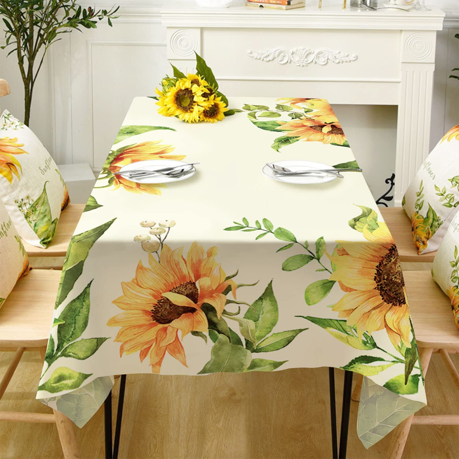 Rectangle Sunflower Tablecloth Waterproof Spring Summer Floral ...