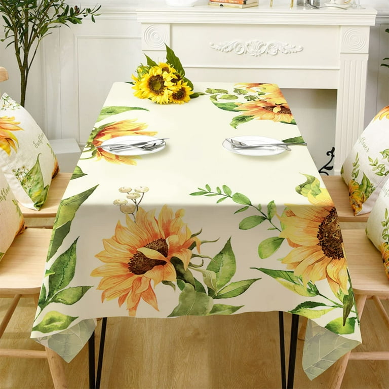 Sunflower Table Linens Polyester Tablecloth Summer Sunflower Table