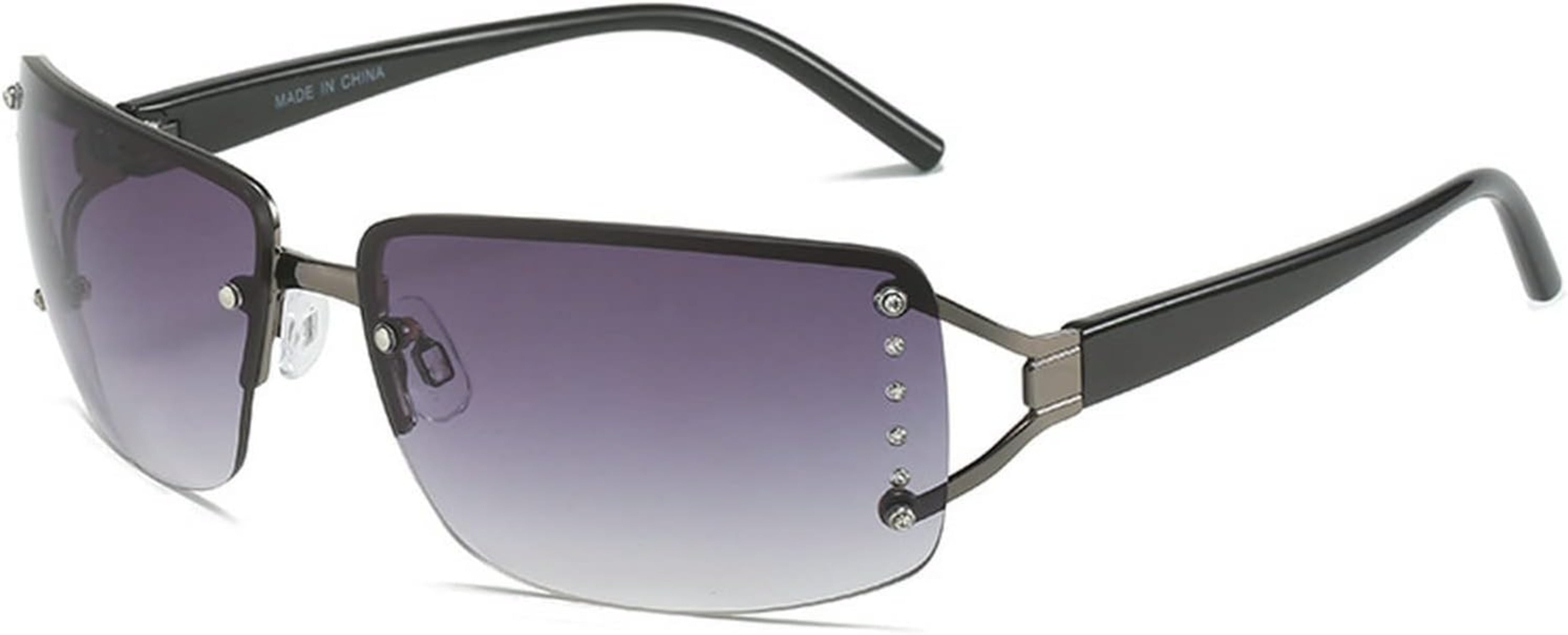 Rectangle Sunglasses for Women,Rimless Shield Wrap Around Sunglasses ...