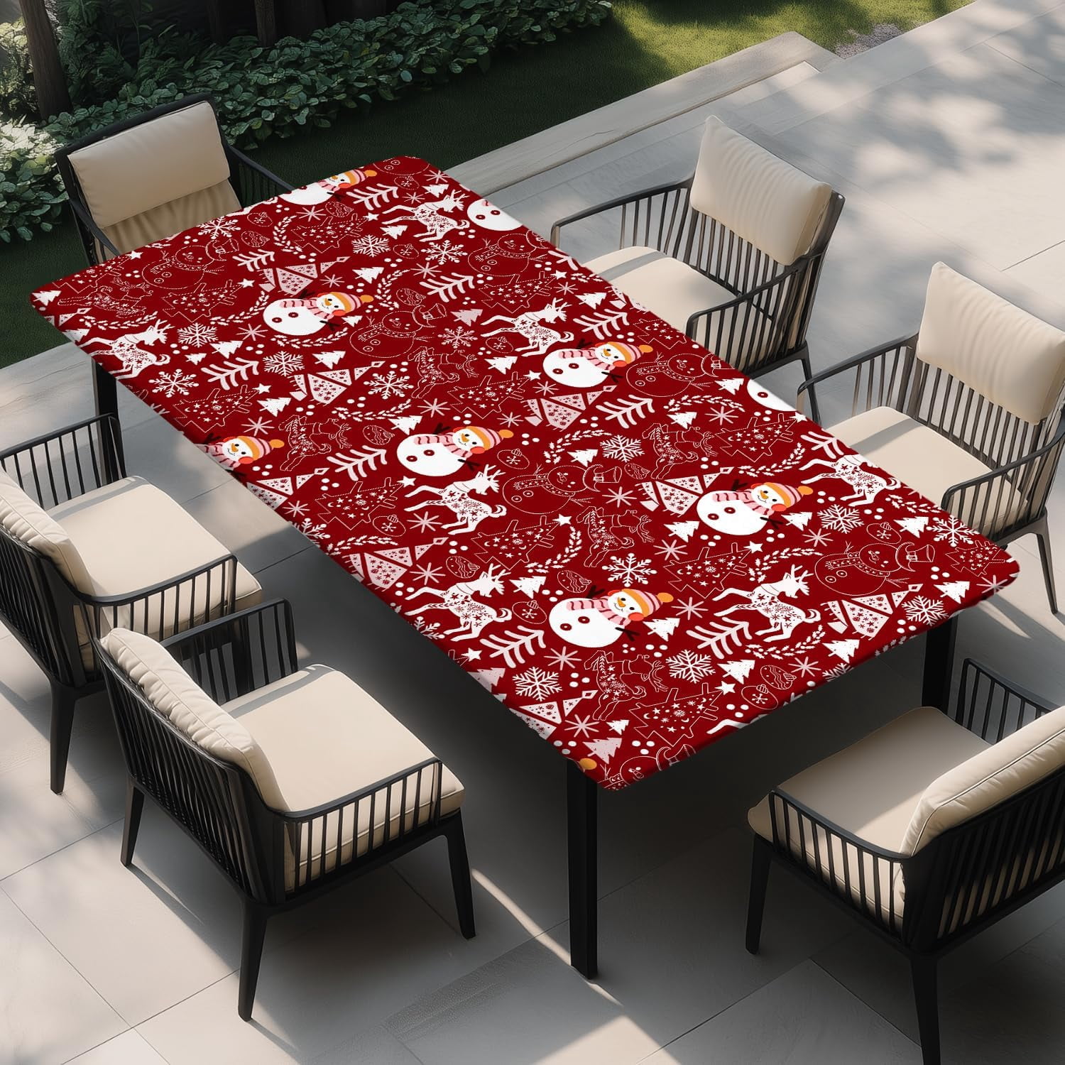 Rectangle Table Cloth, Elastic Waterproof Fitted Tablecloths Fits ...