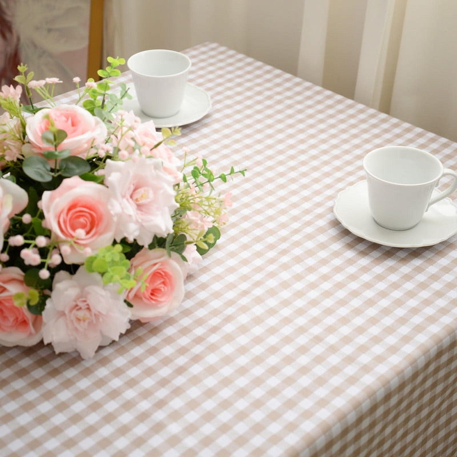 Rectangle Table Cloth, Oilcloth Checkered Waterproof Tablecloths ...
