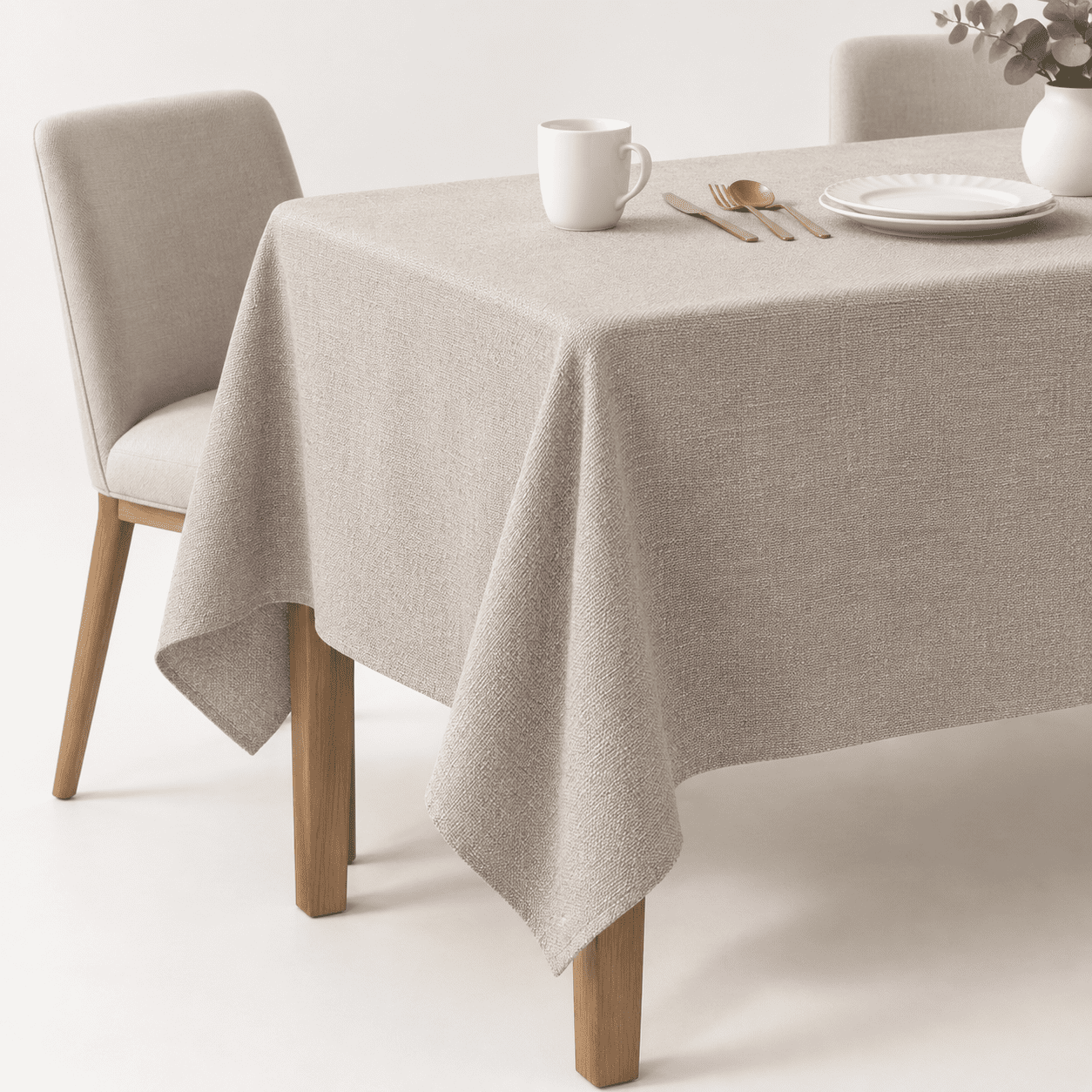 Rectangle Table Cloth Waterproof Heavy Duty Fabric Beige 55x71 Inch ...