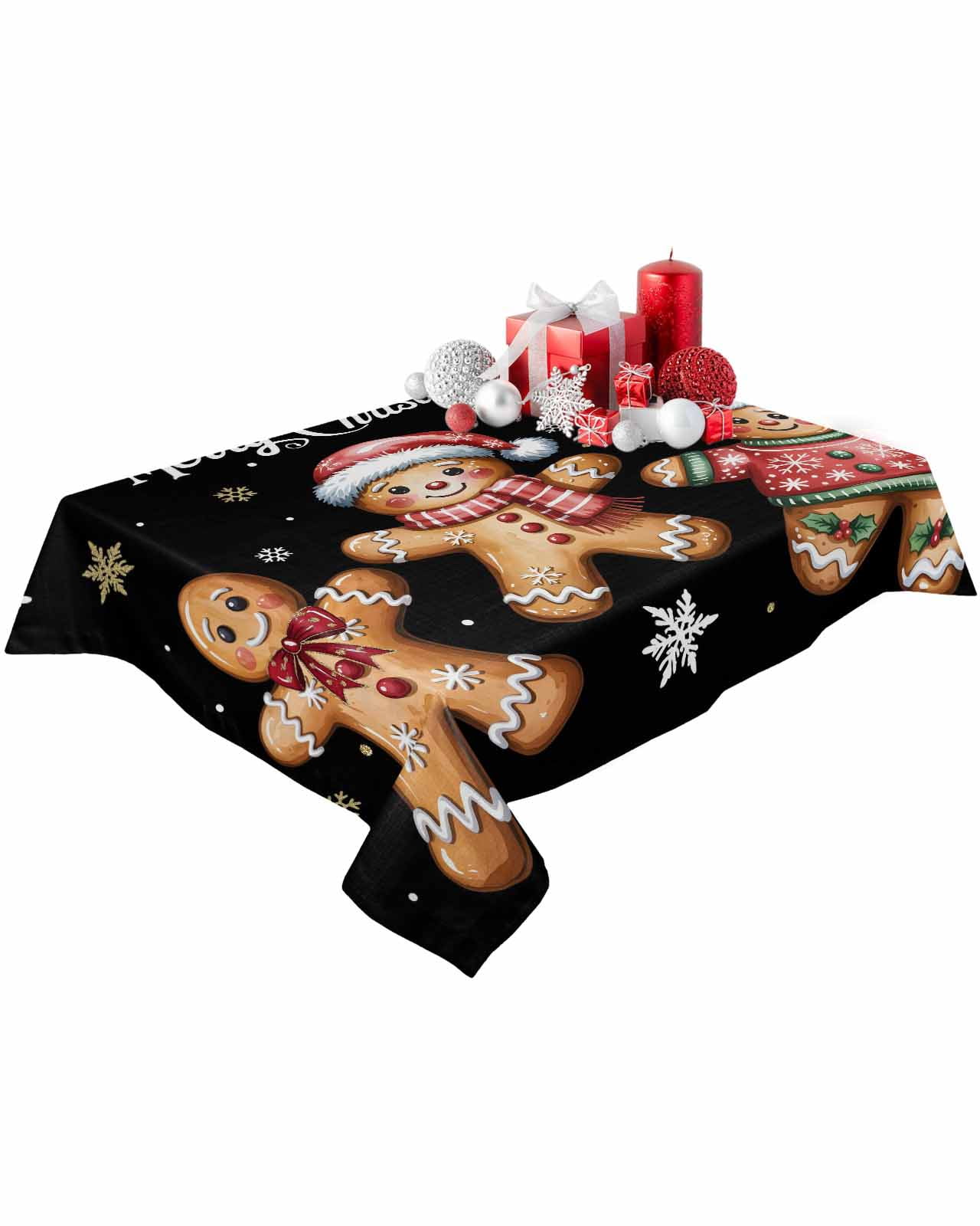 Rectangle Tablecloth 52 x 70 Inches Merry Christmas Gingerbread Man ...