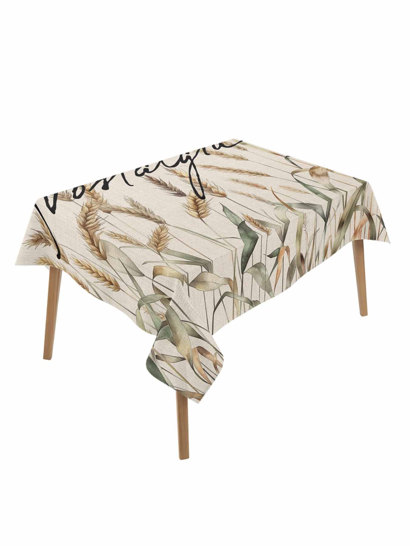 Rectangle Tablecloth 52 x 70 Inches Simple Vintage Fall Wheat Linen ...